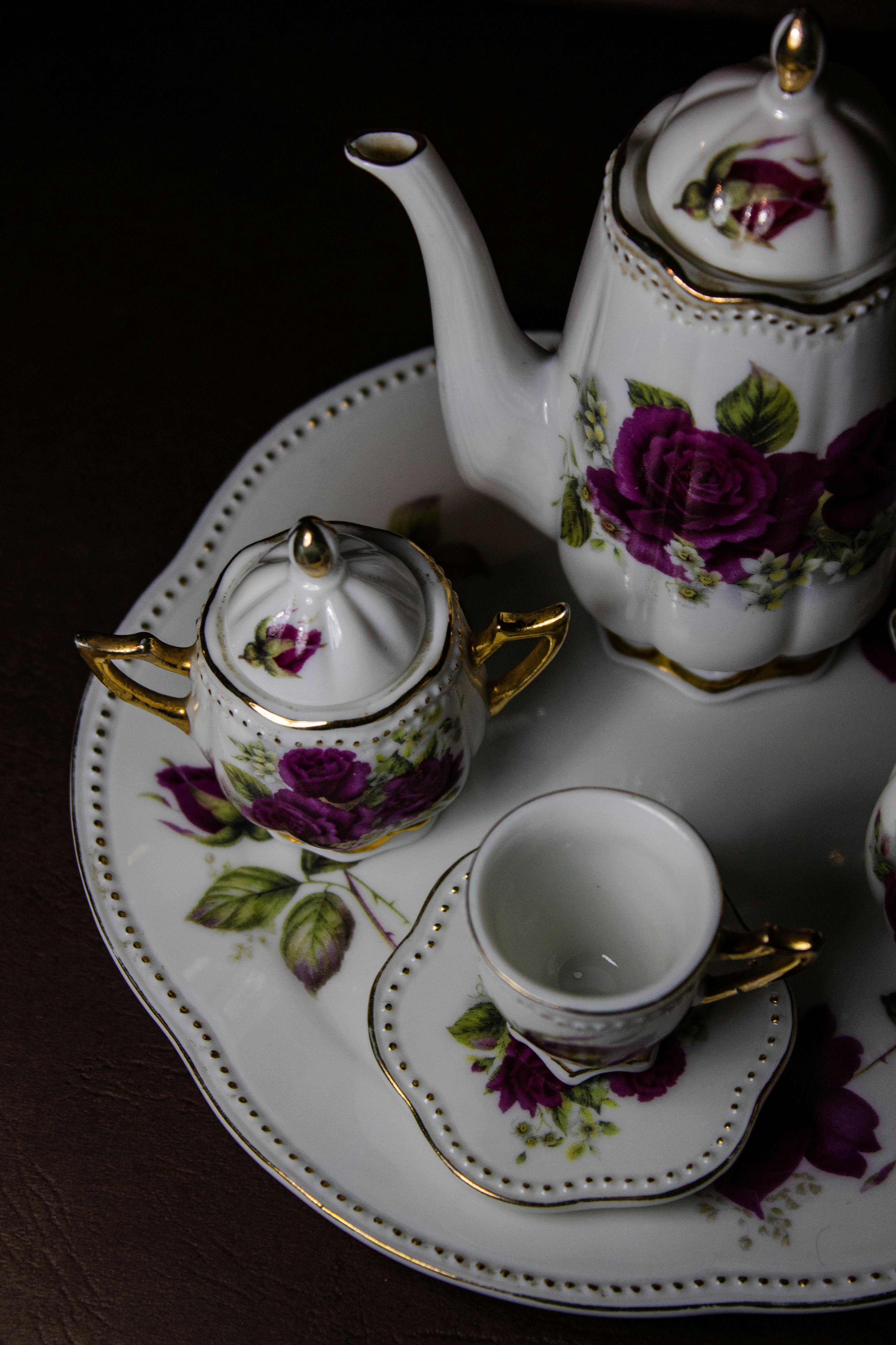 Close-up Photo of Floral Porcelain Tea Set · Free Stock Photo