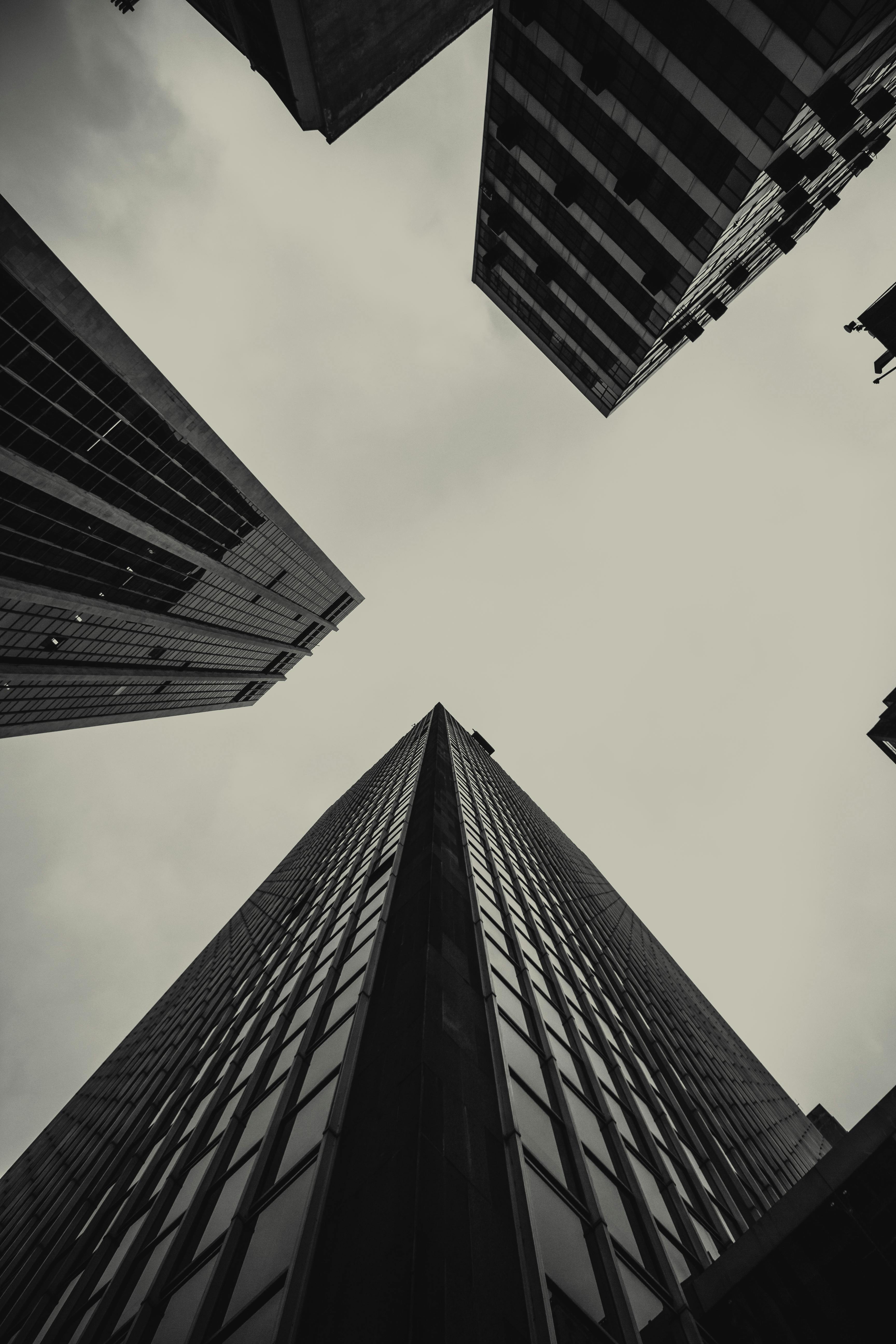 Grayscale Photo of High-Rise Buildings · Free Stock Photo