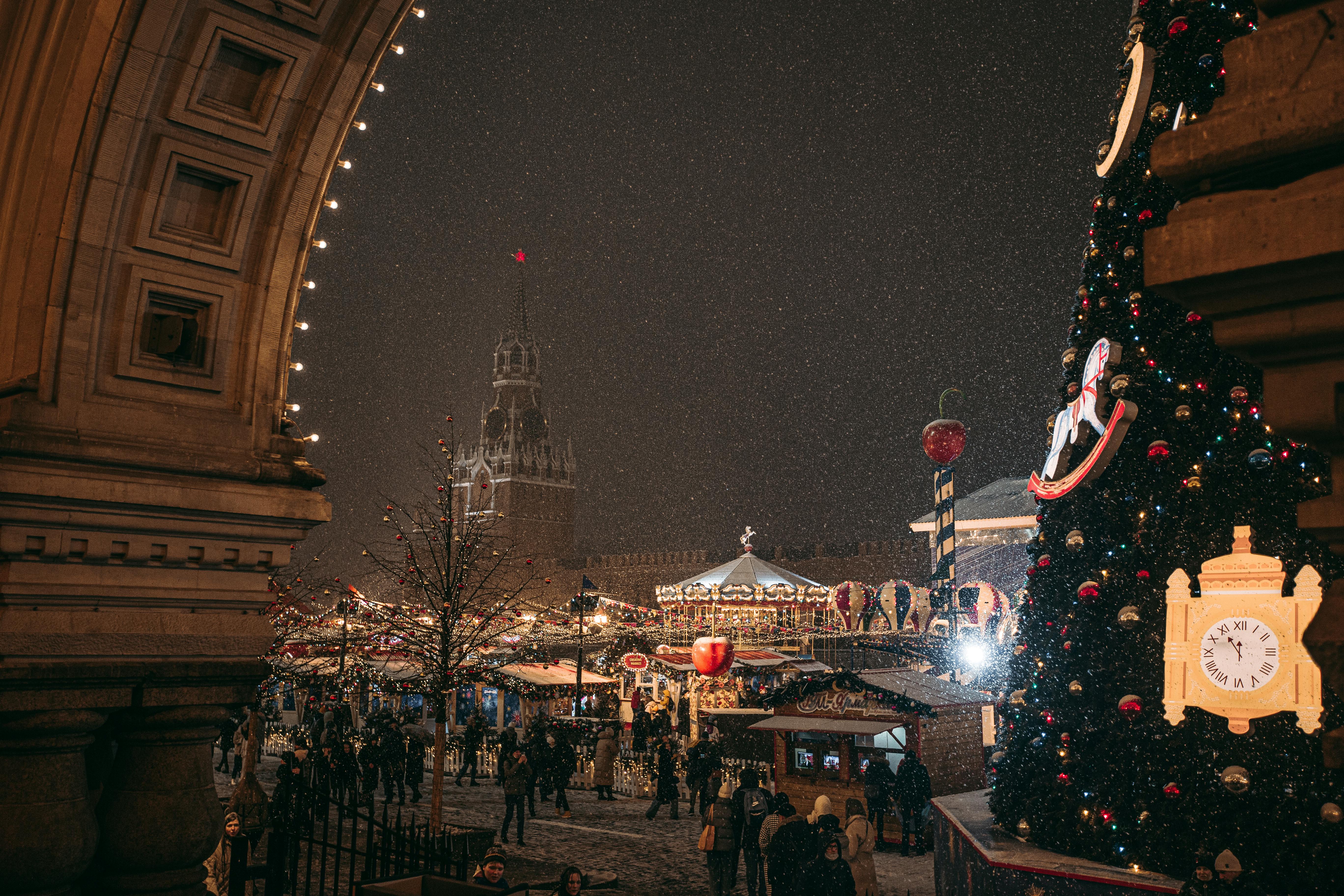 A Christmas Market at Night · Free Stock Photo