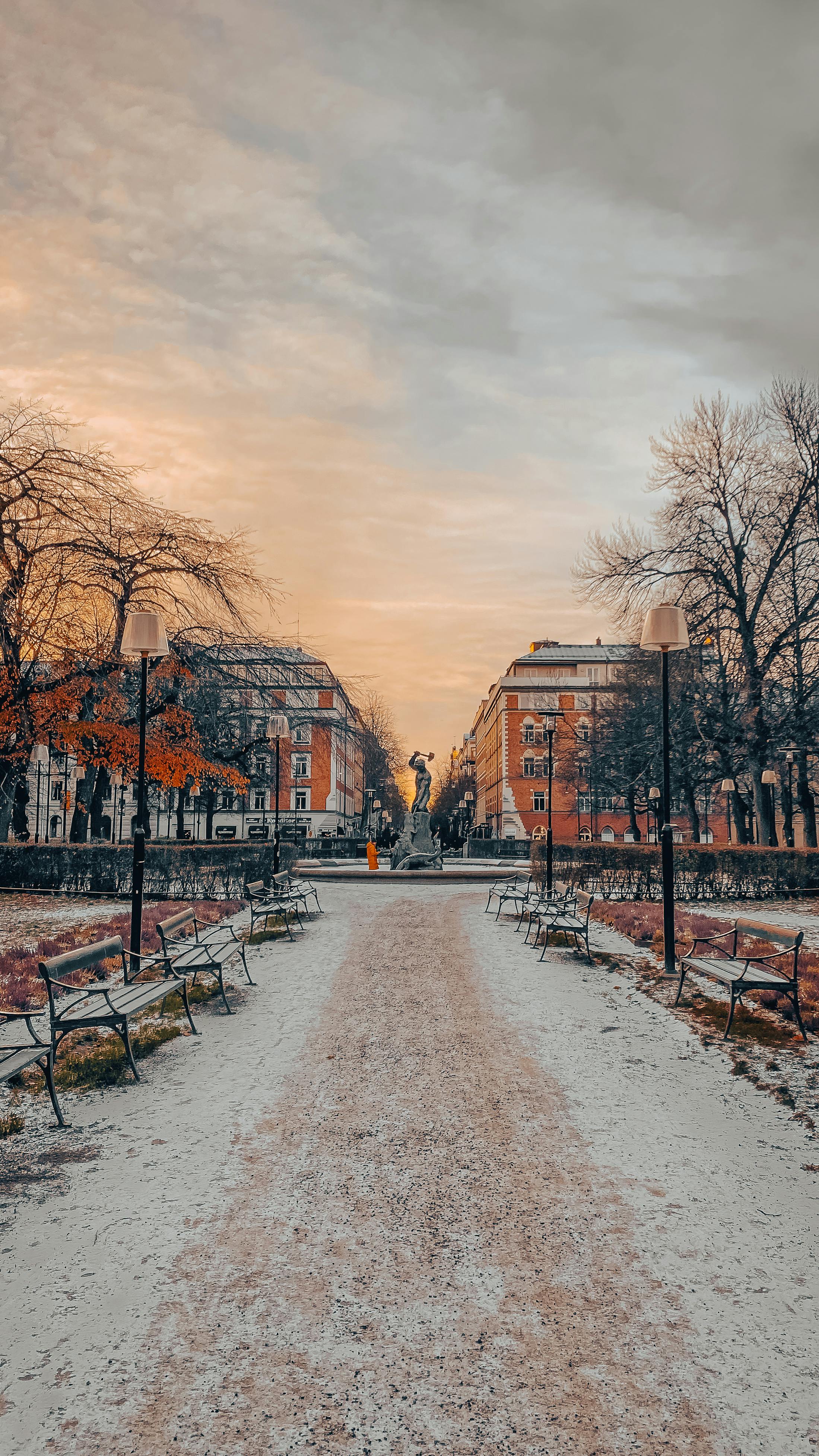 A Snow Covered Walkway at a Park · Free Stock Photo
