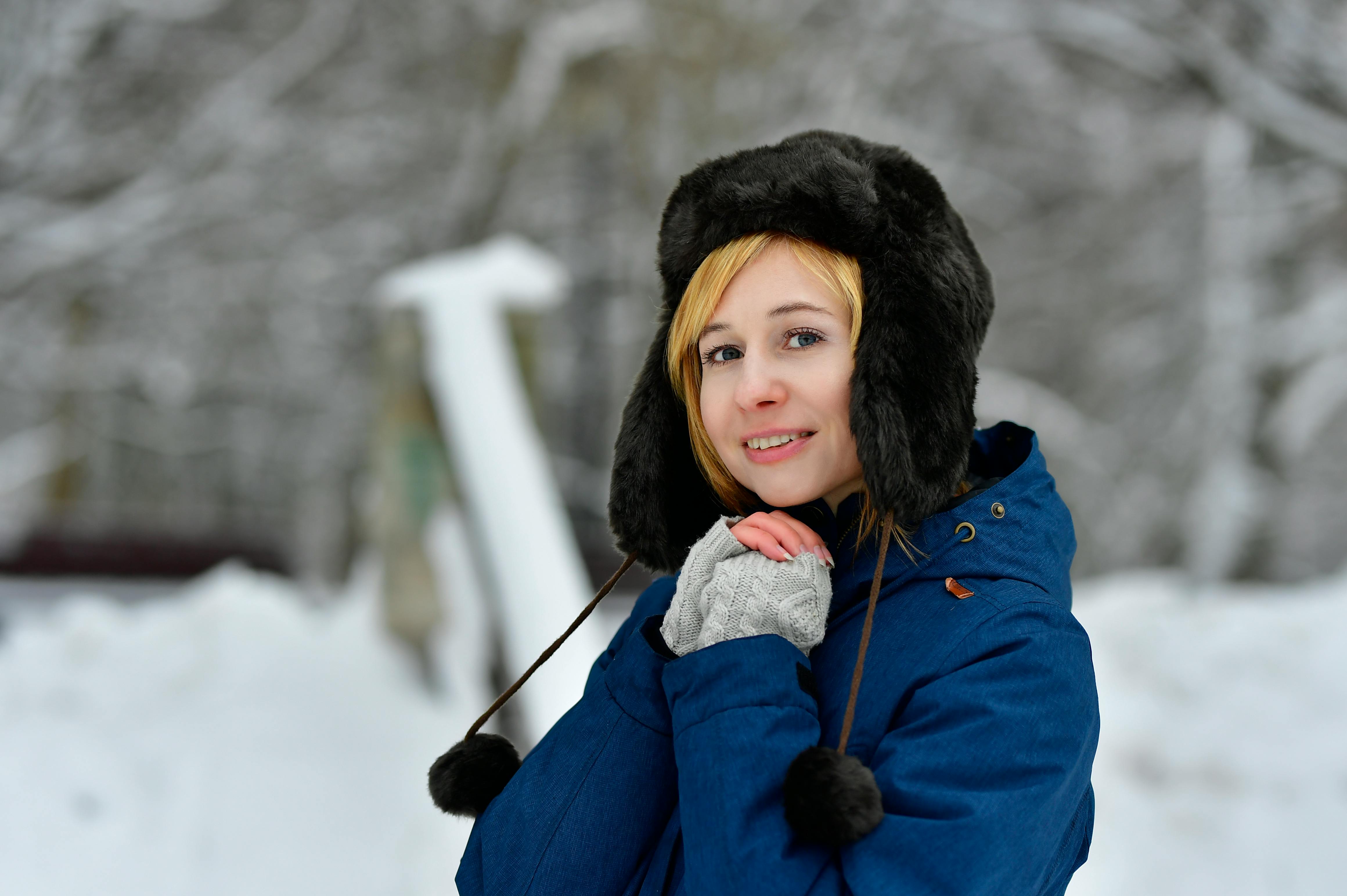 Woman Trying to Eat Snowflakes · Free Stock Photo