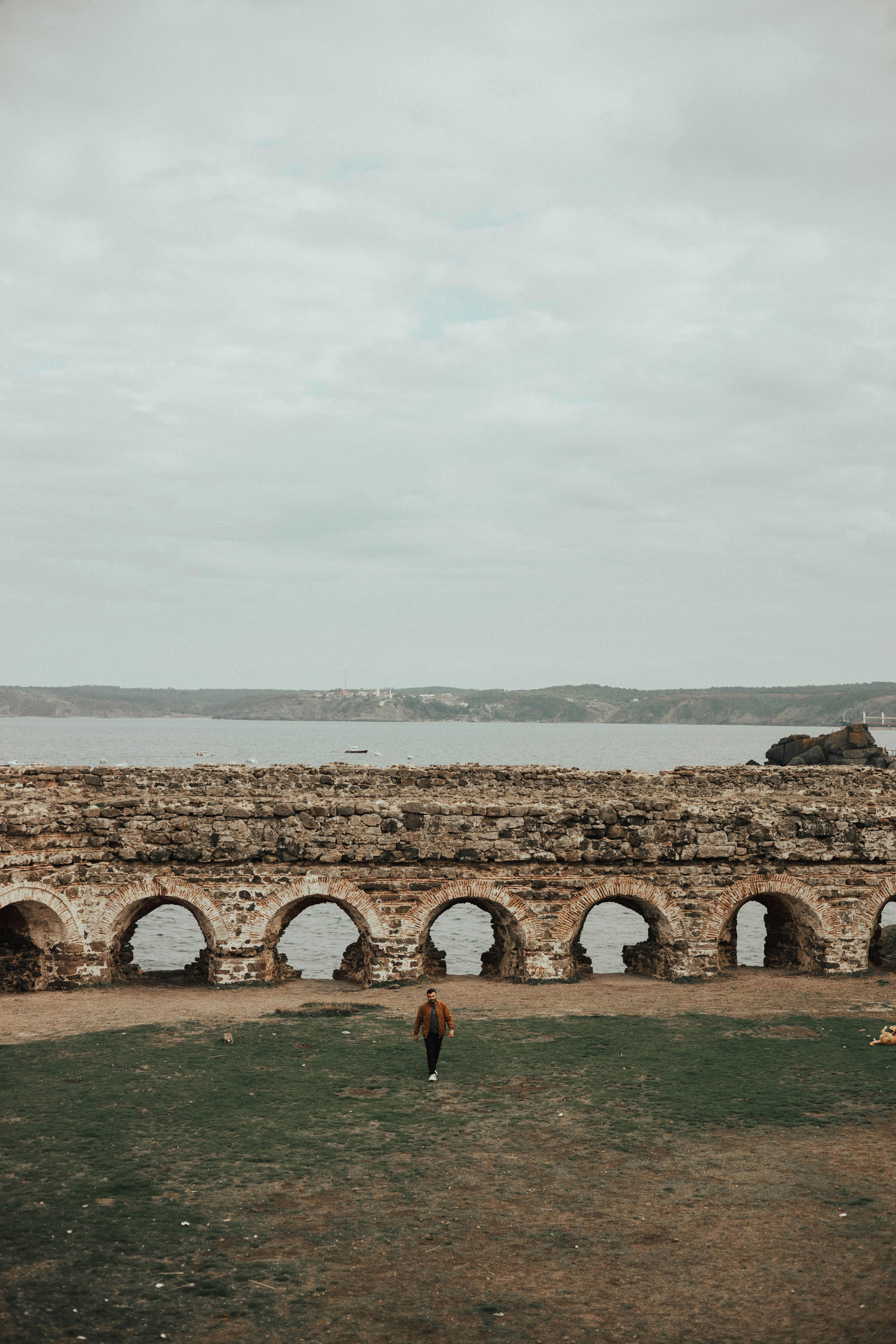 Stone Fort Built into a Cliff Overlooking the Sea from Arched Walls ...