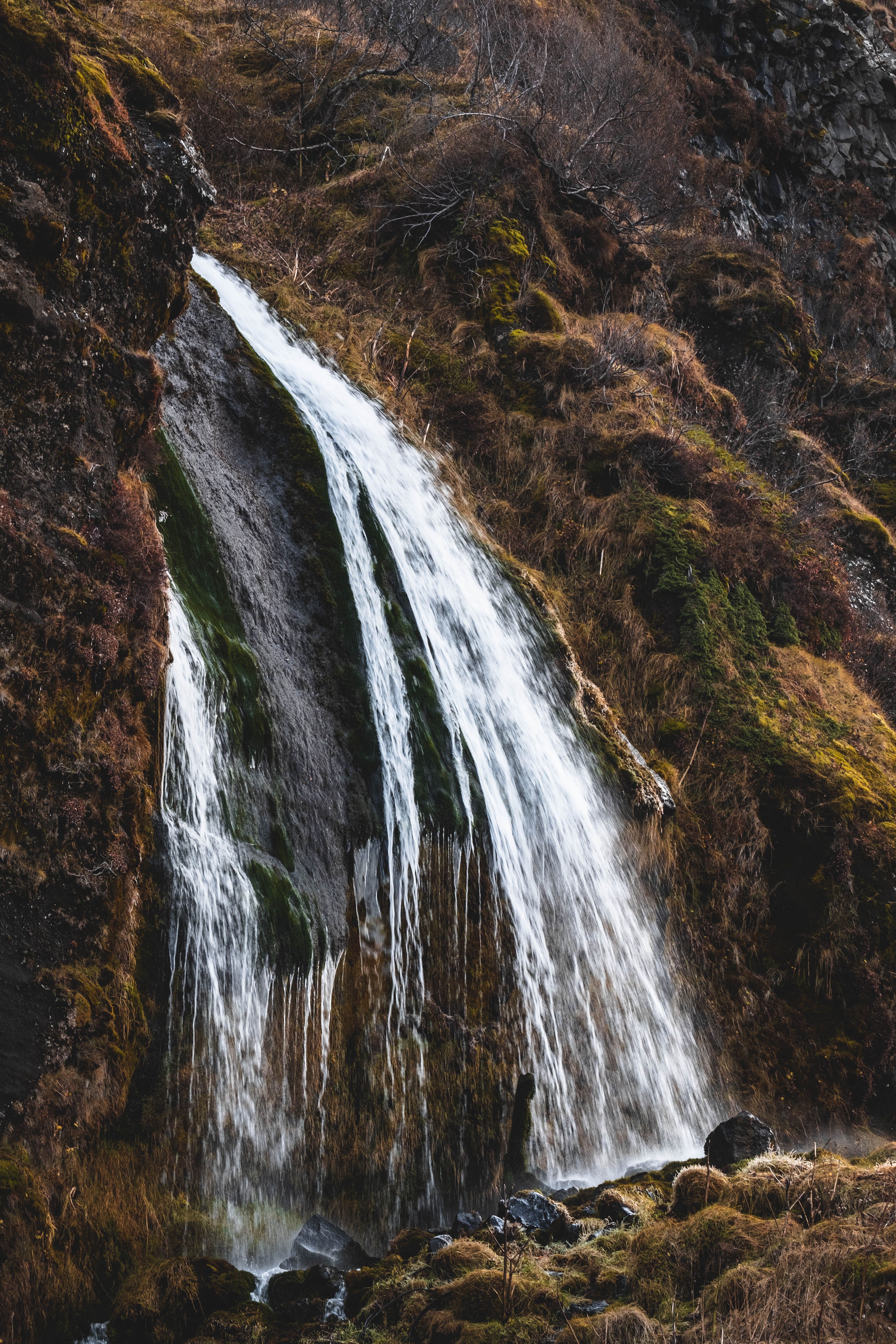 Waterfalls on Mountain Cliff · Free Stock Photo