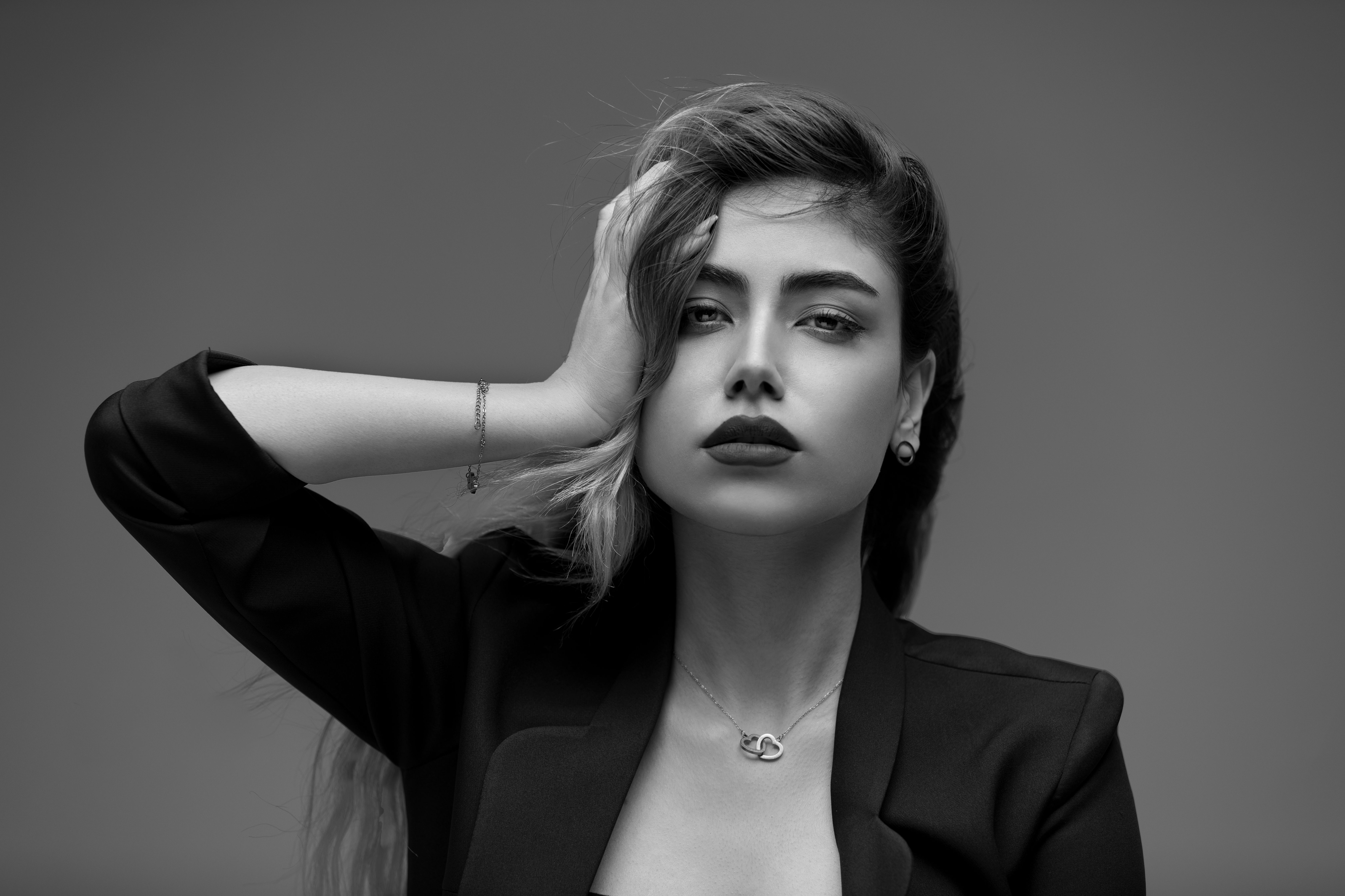 Black and White Portrait of Shirtless Woman · Free Stock Photo