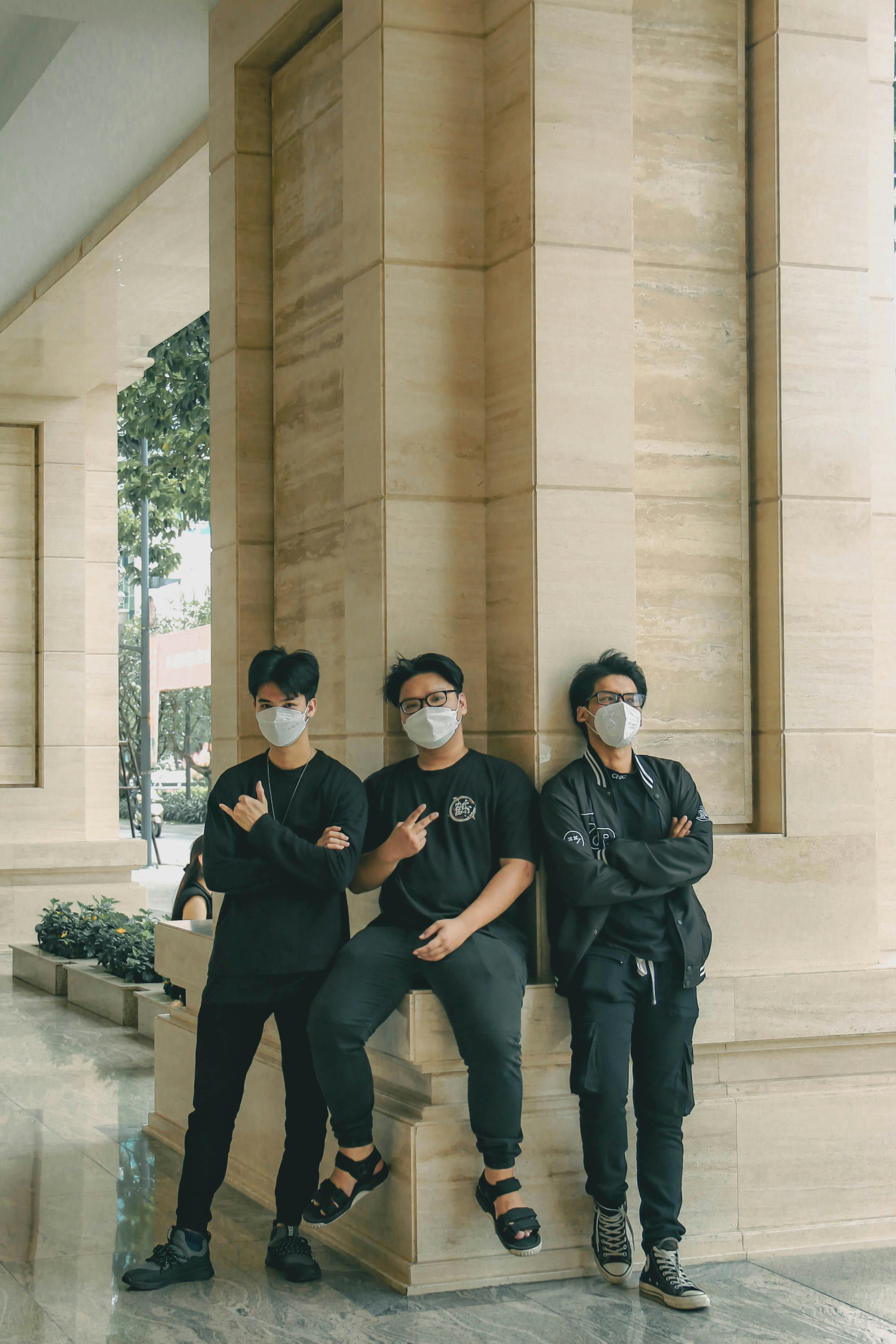 Men Wearing All Black and Face Masks · Free Stock Photo