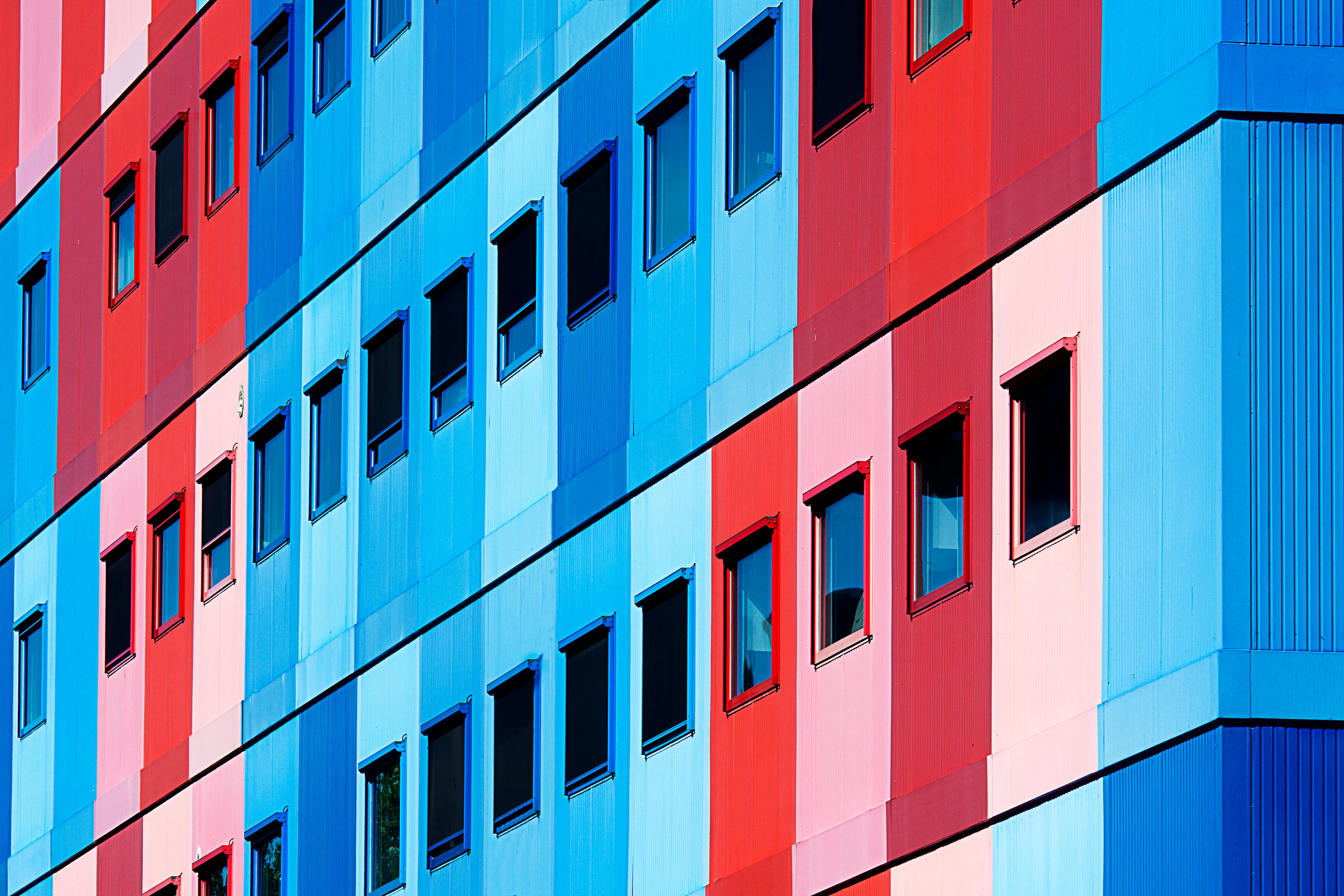 Blue and Red Painted Building · Free Stock Photo