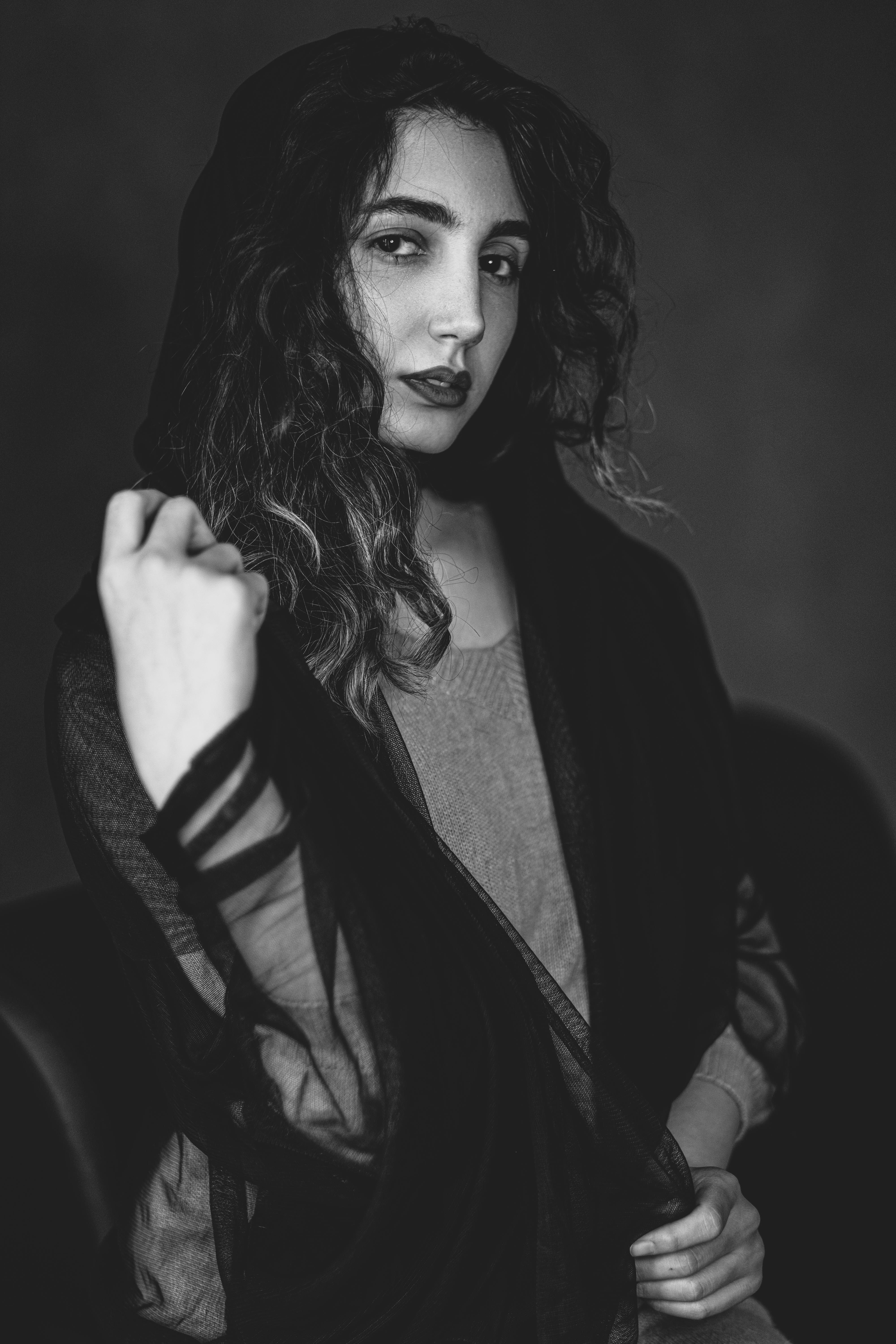 Grayscale Photo of a Person on a Ladder · Free Stock Photo