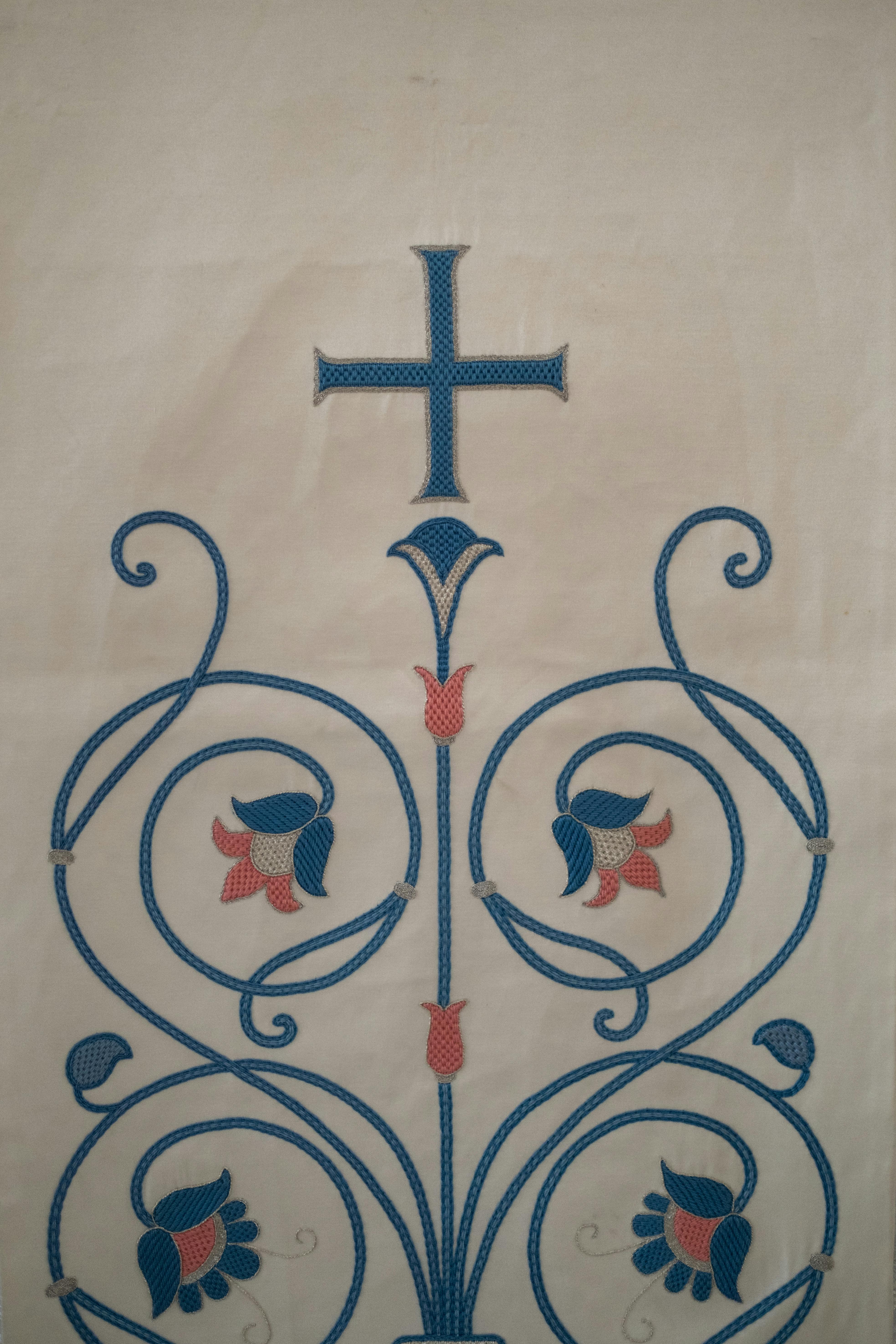 Ornamental Christian Religion Drawing Presenting Cross and Floral ...