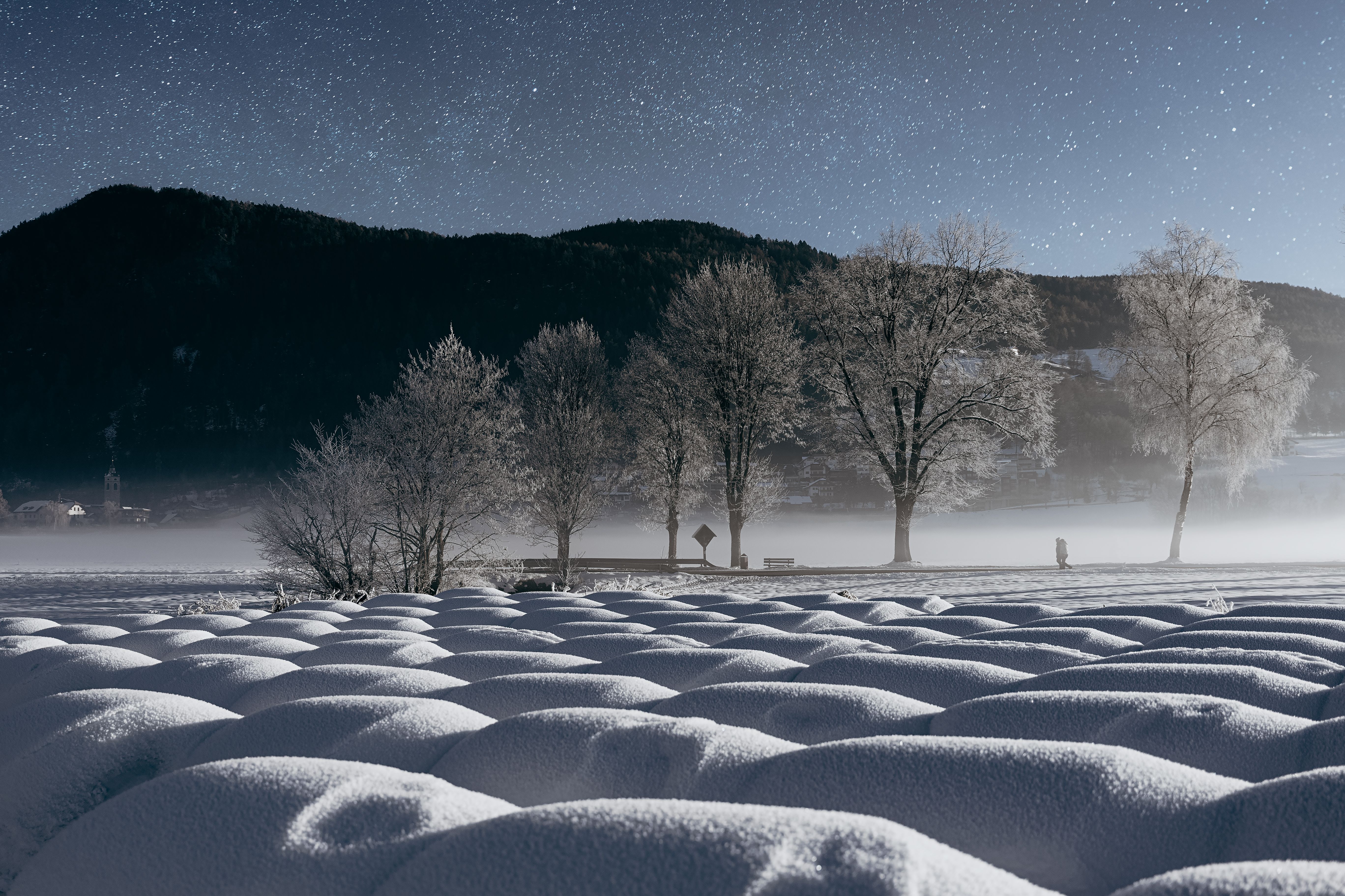 Snow Dunes Under Starry Sky · Free Stock Photo