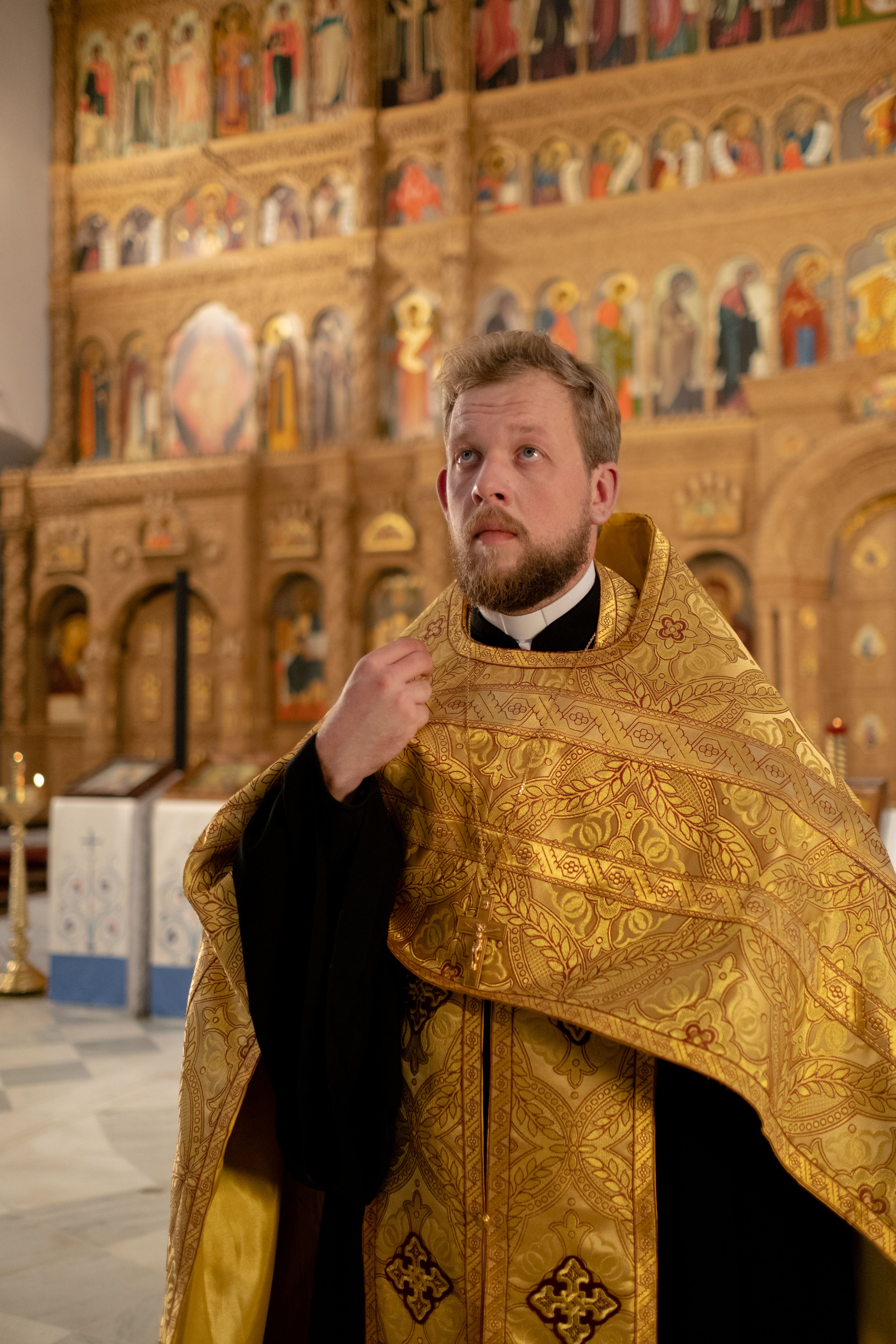Ornamented Altar behind Orthodox Priest · Free Stock Photo
