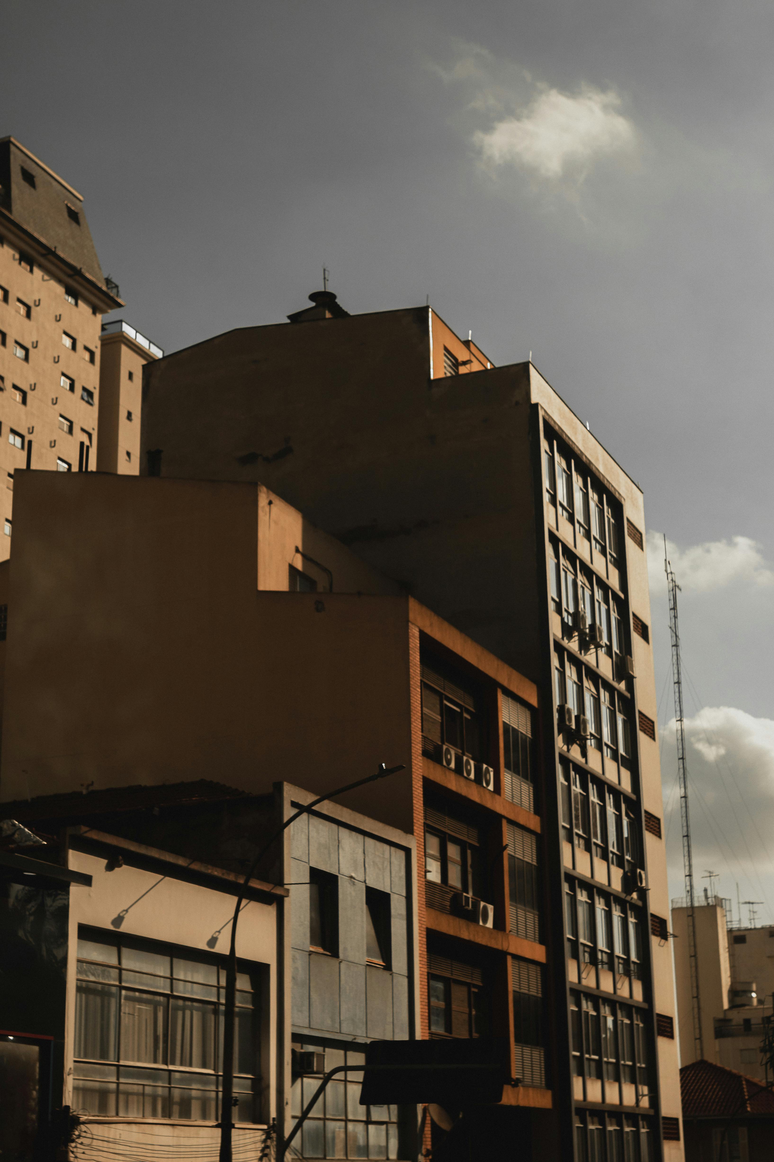Diagonal Photo of a Modernist Building Facade with Blue Windows · Free ...