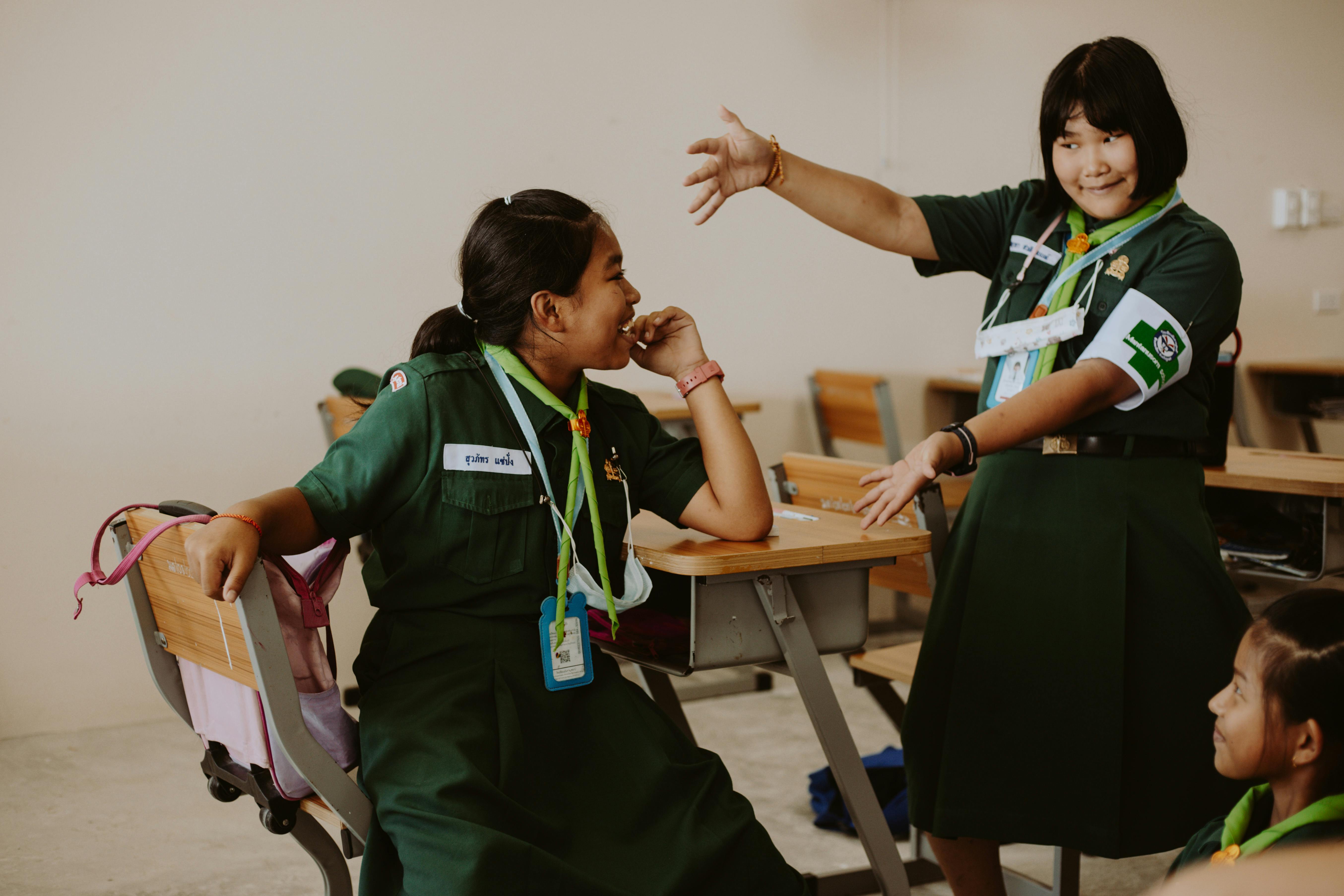 Scout Girls Playing in Classroom · Free Stock Photo