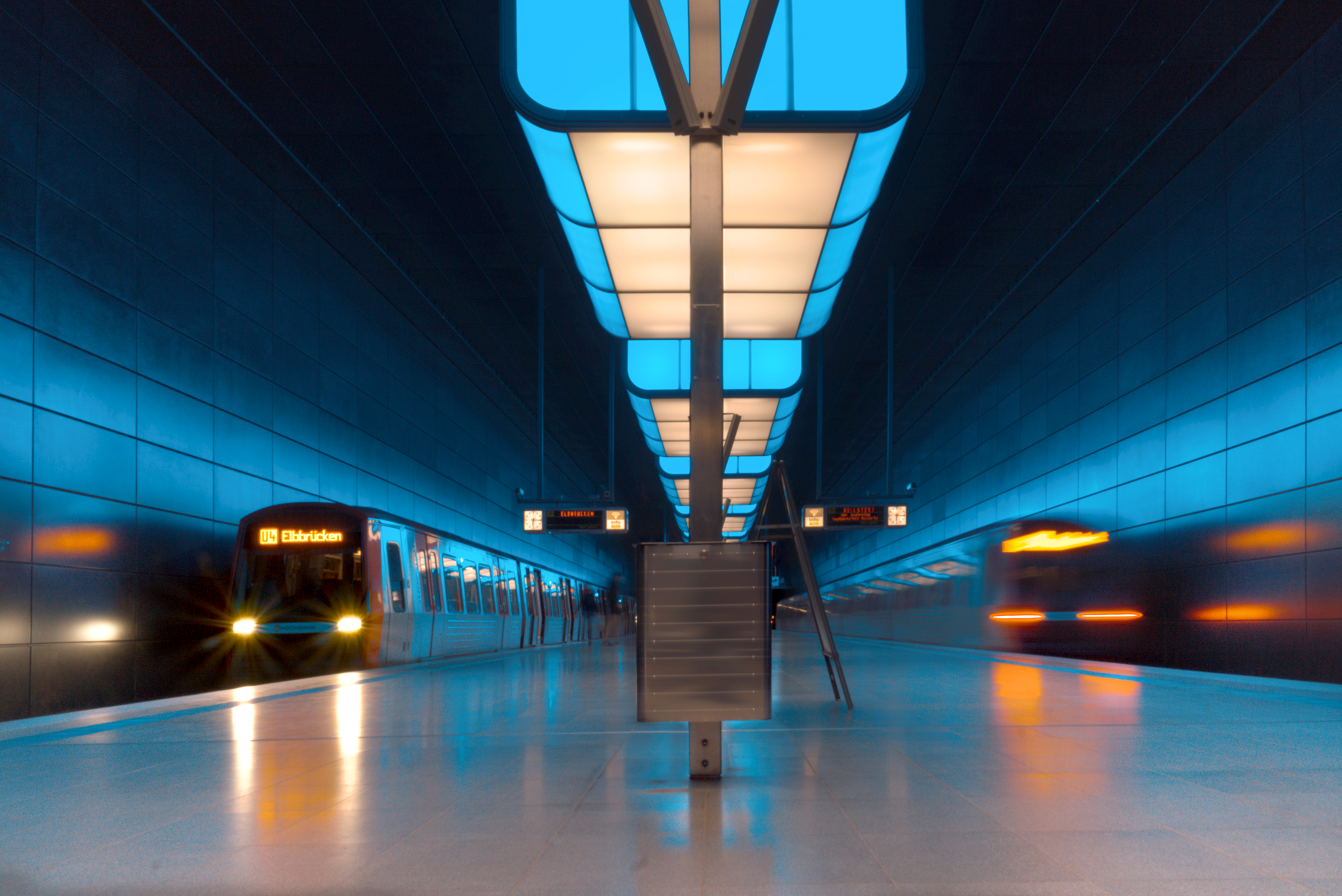 Illuminated Railroad Station Platform · Free Stock Photo