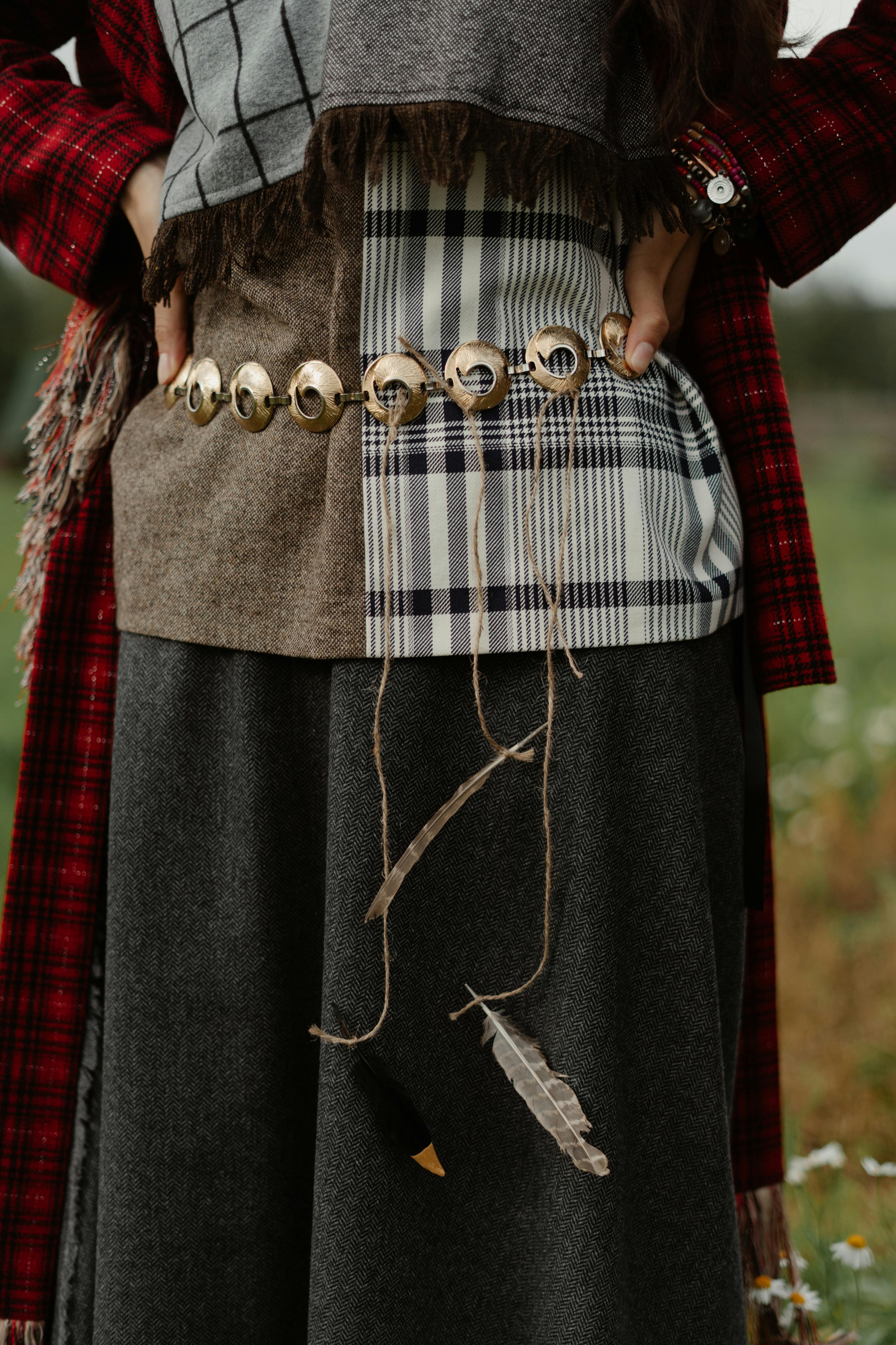 Woman Wearing Checked Dress on a Field · Free Stock Photo