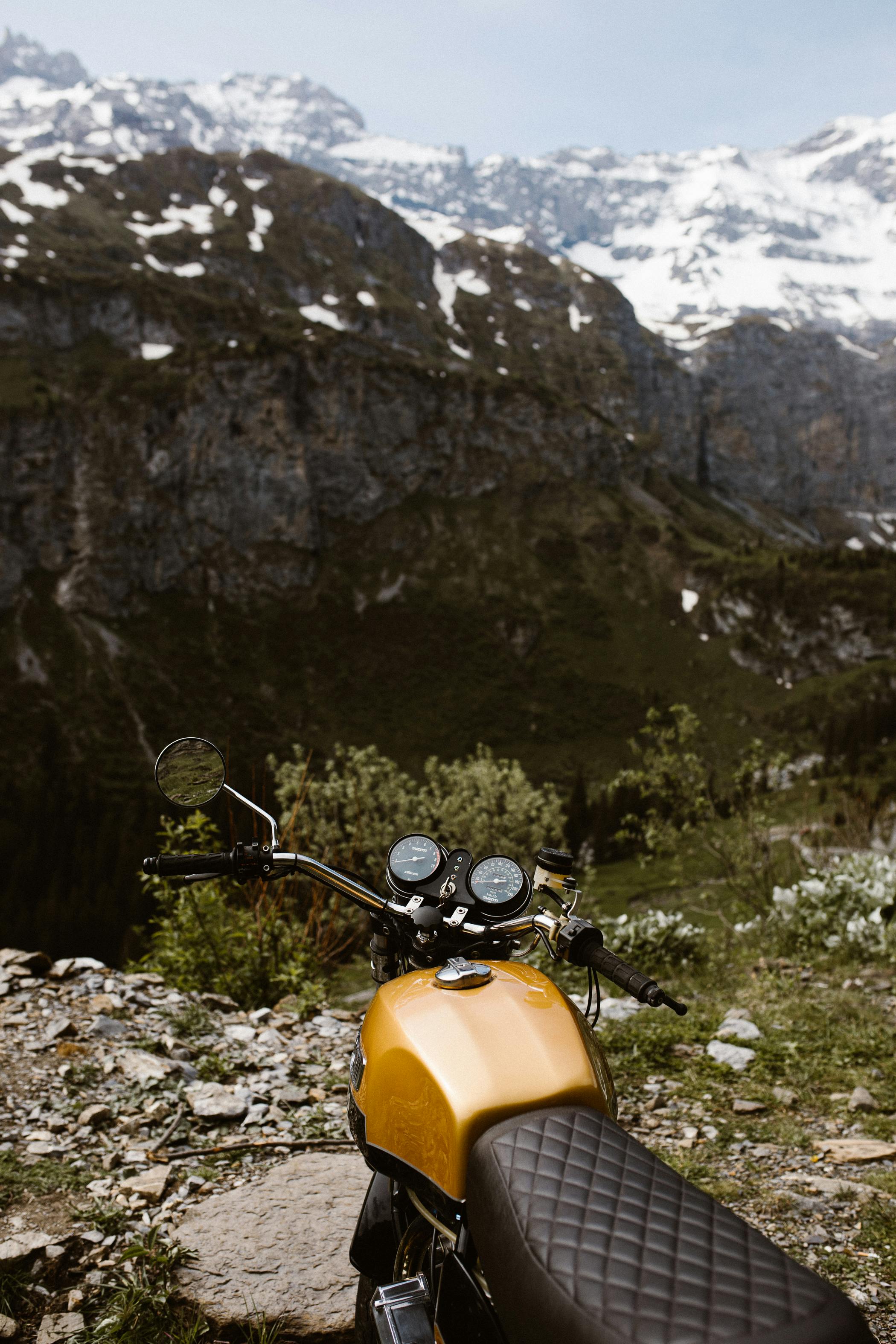 Yellow Motorcycle on the Mountain · Free Stock Photo