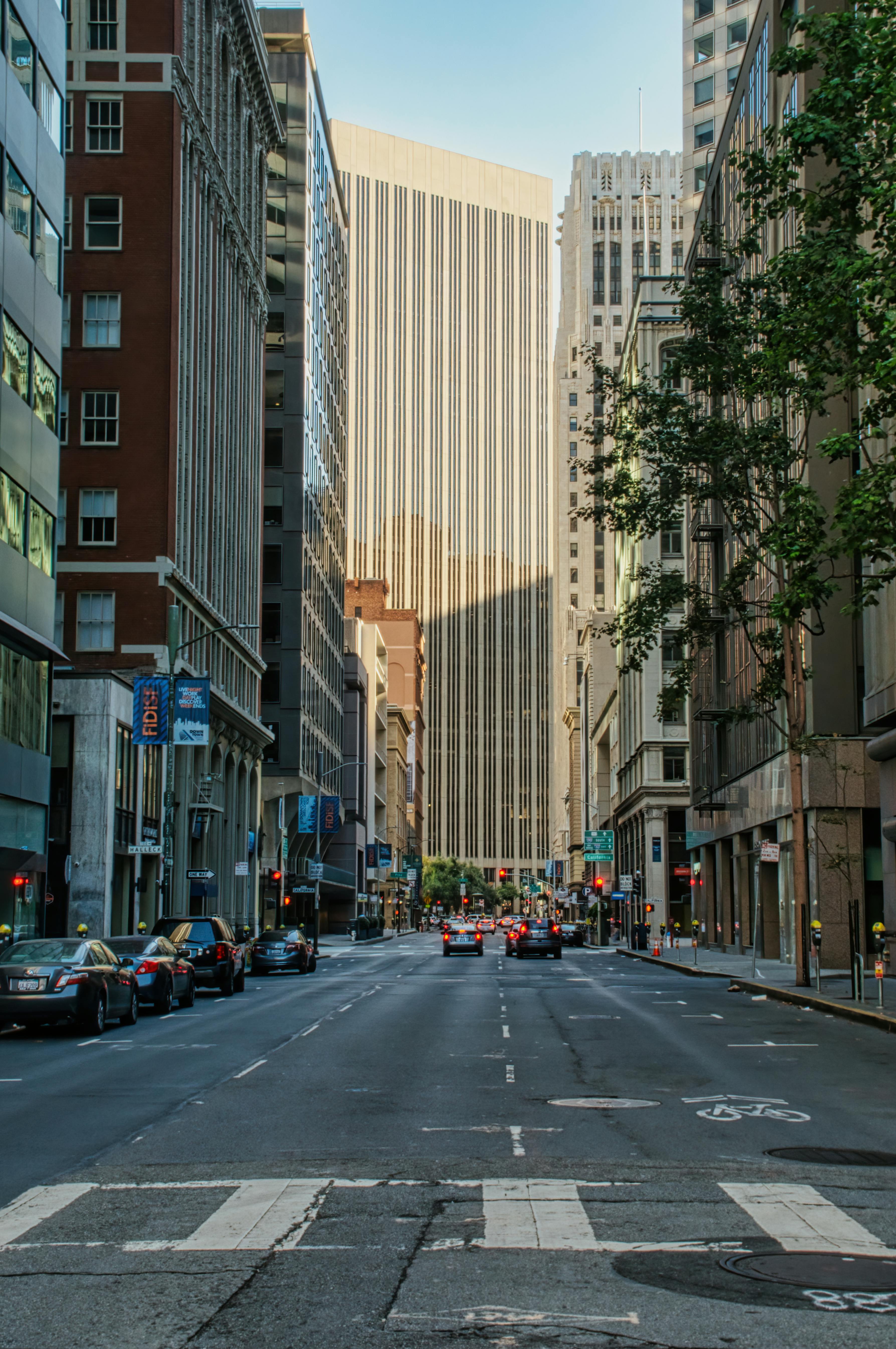Traffic Between High Rise Buildings · Free Stock Photo