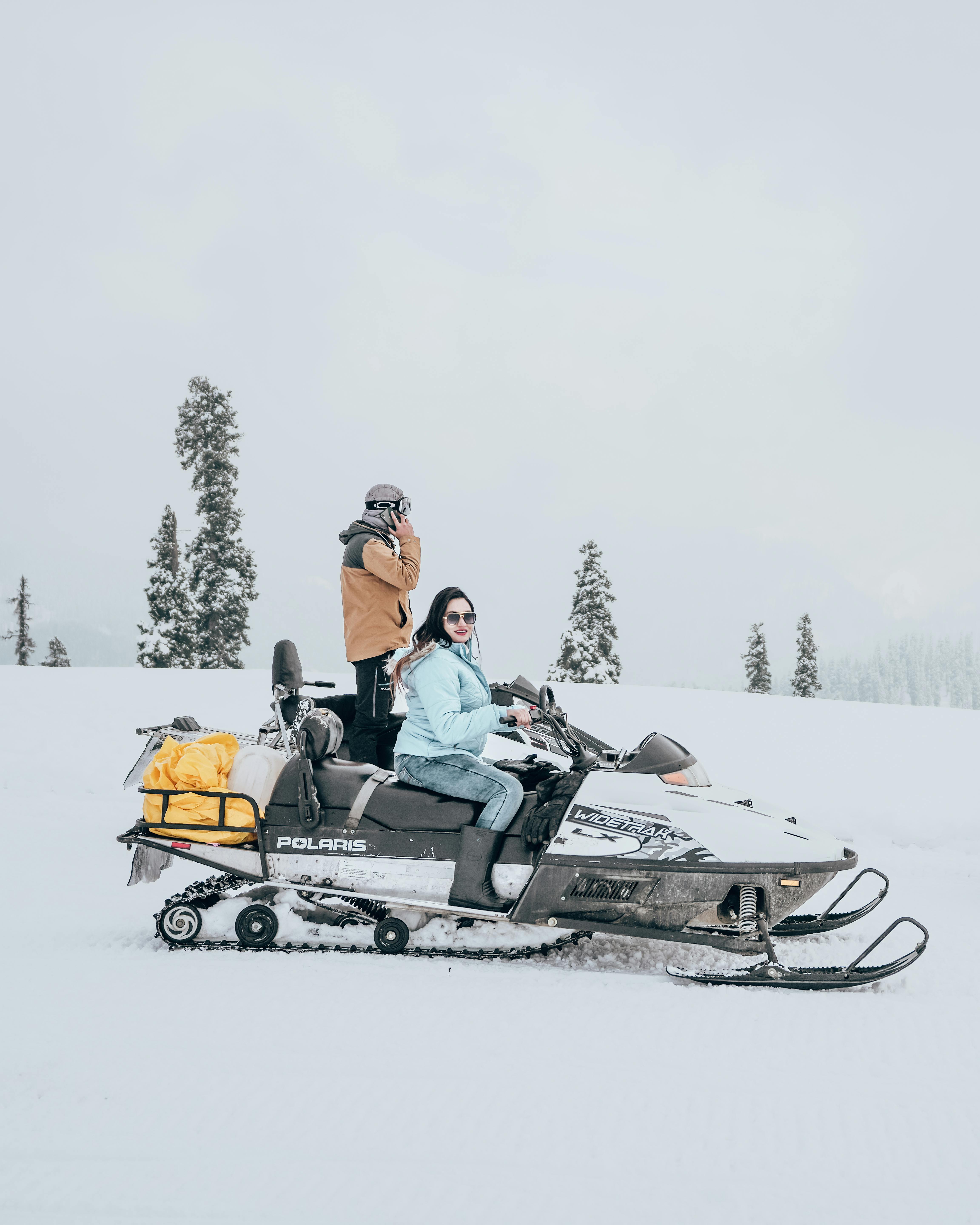 Woman Riding Snowmobile Mountains Photos, Download The BEST Free Woman ...