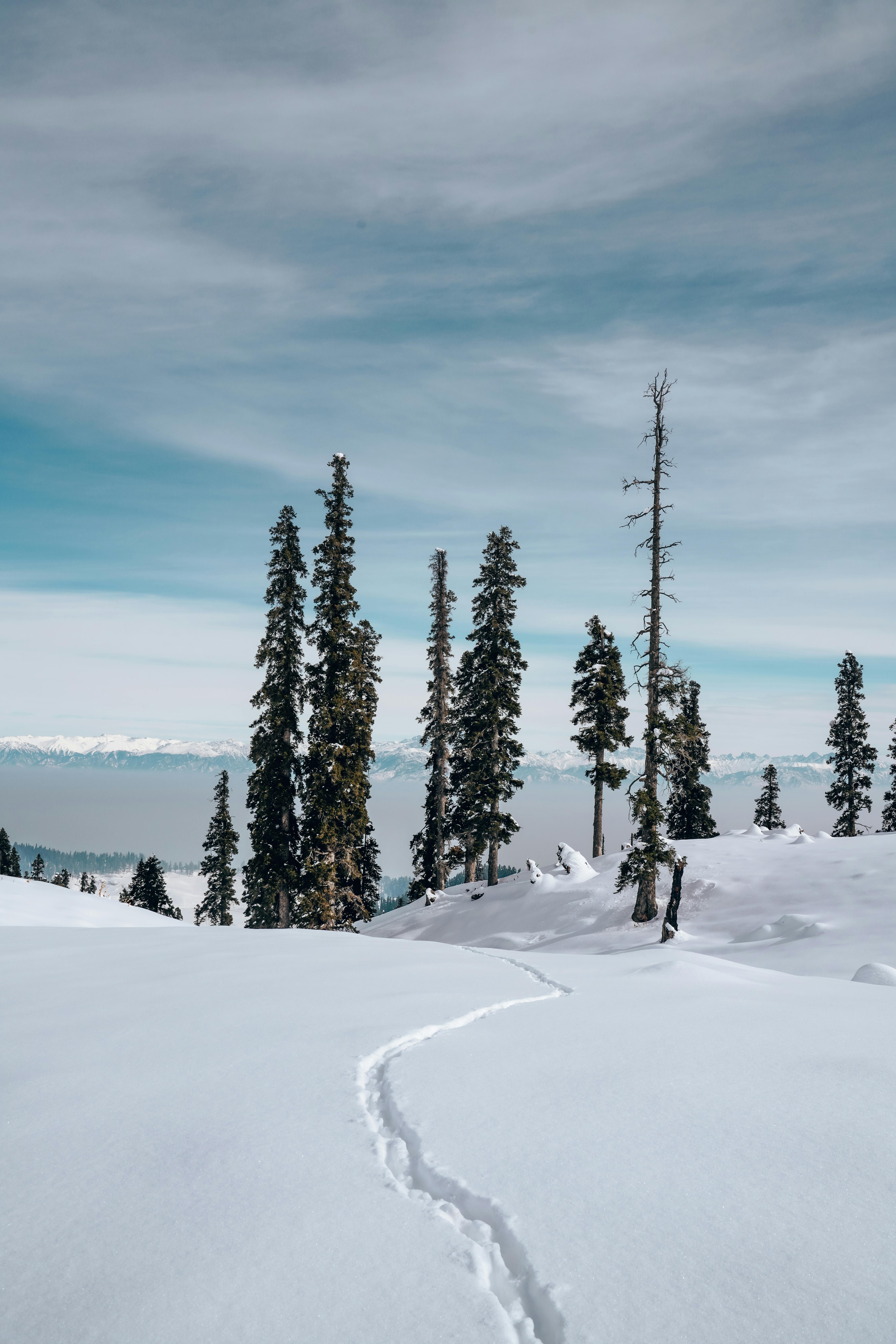 Scenic Snowy Mountain Huts in Gulmarg · Free Stock Photo