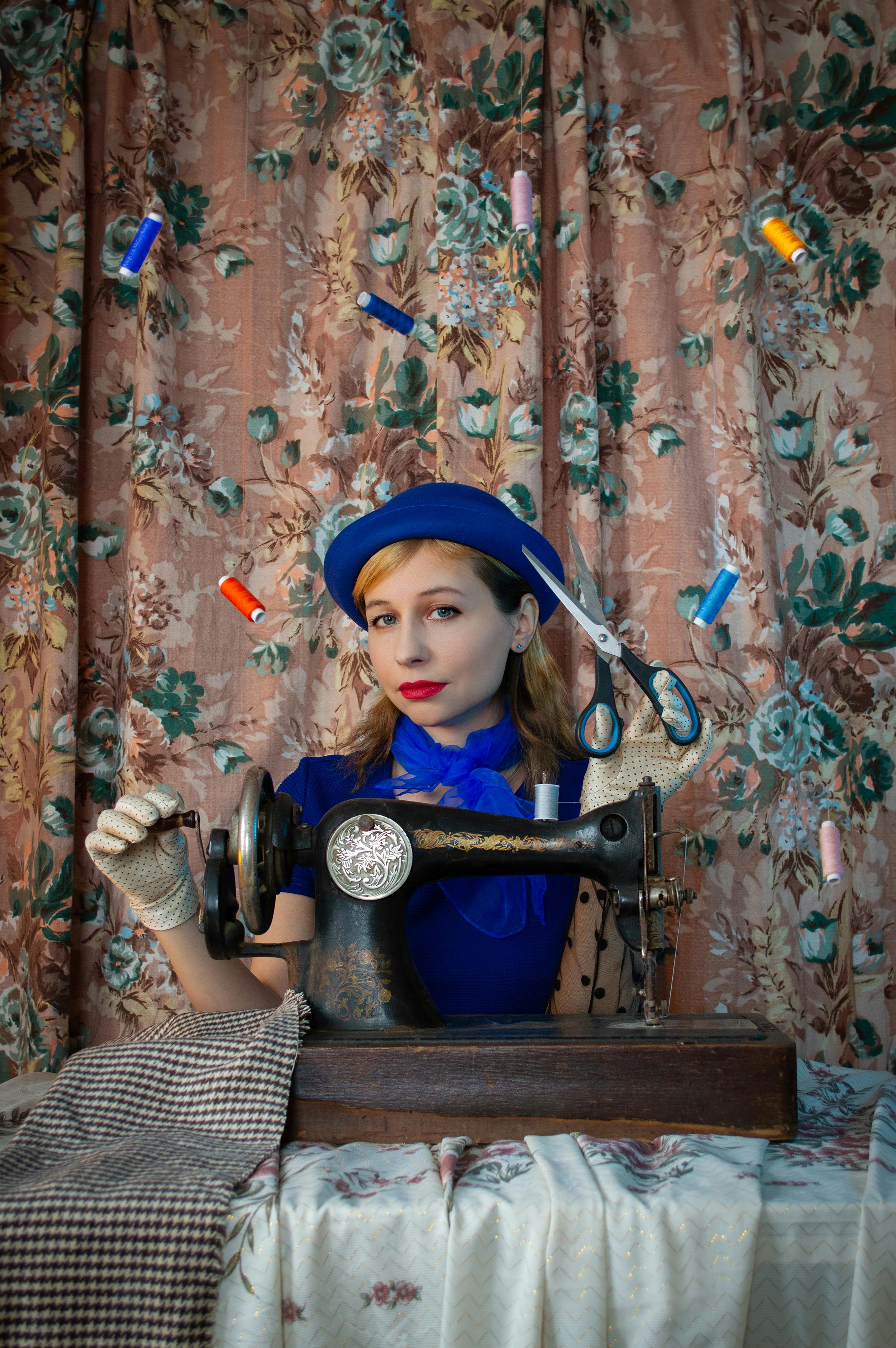 Woman Sewing with Sewing Machine · Free Stock Photo