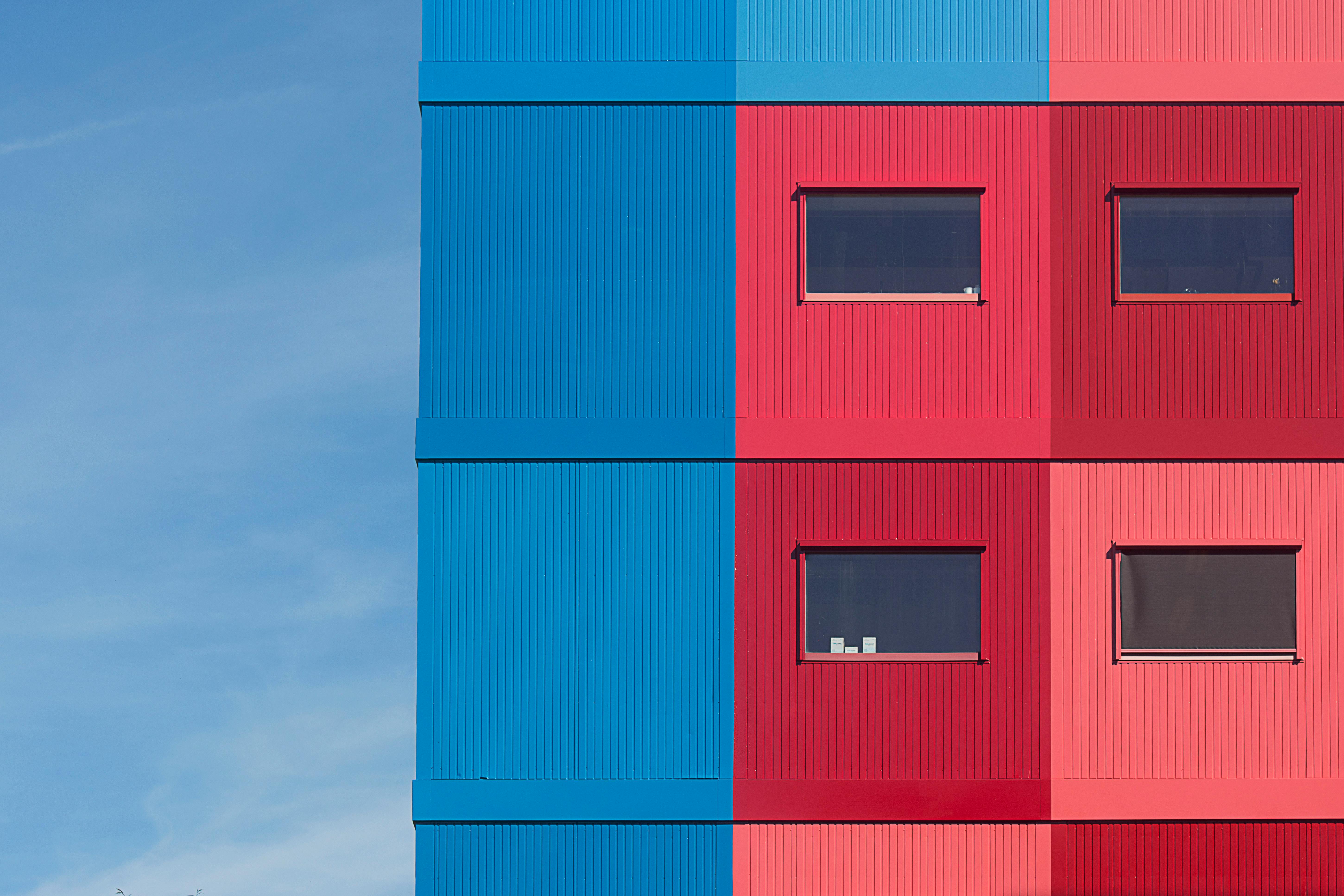 Blue and Red Painted Building · Free Stock Photo