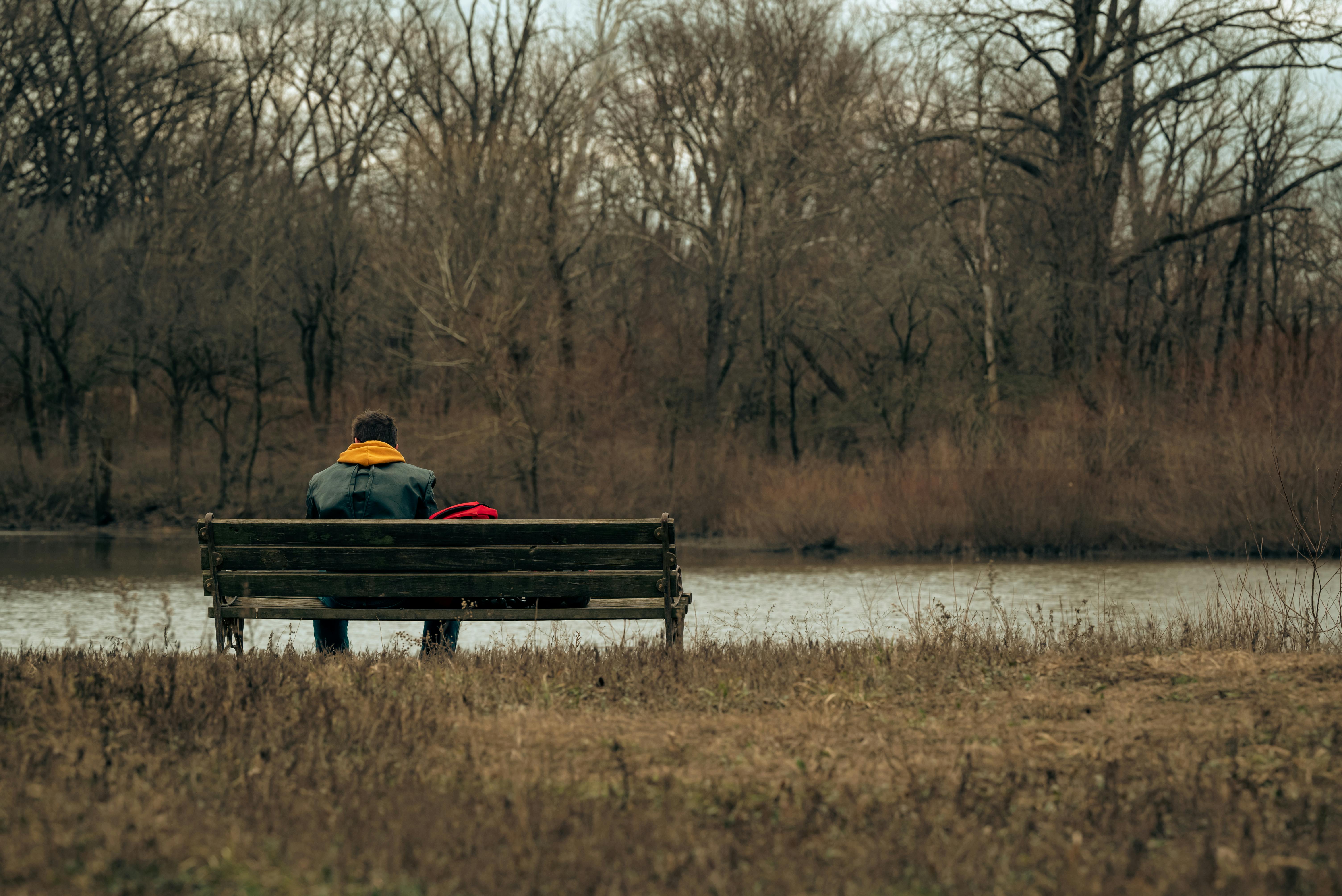 Man Sitting on Bench near River · Free Stock Photo