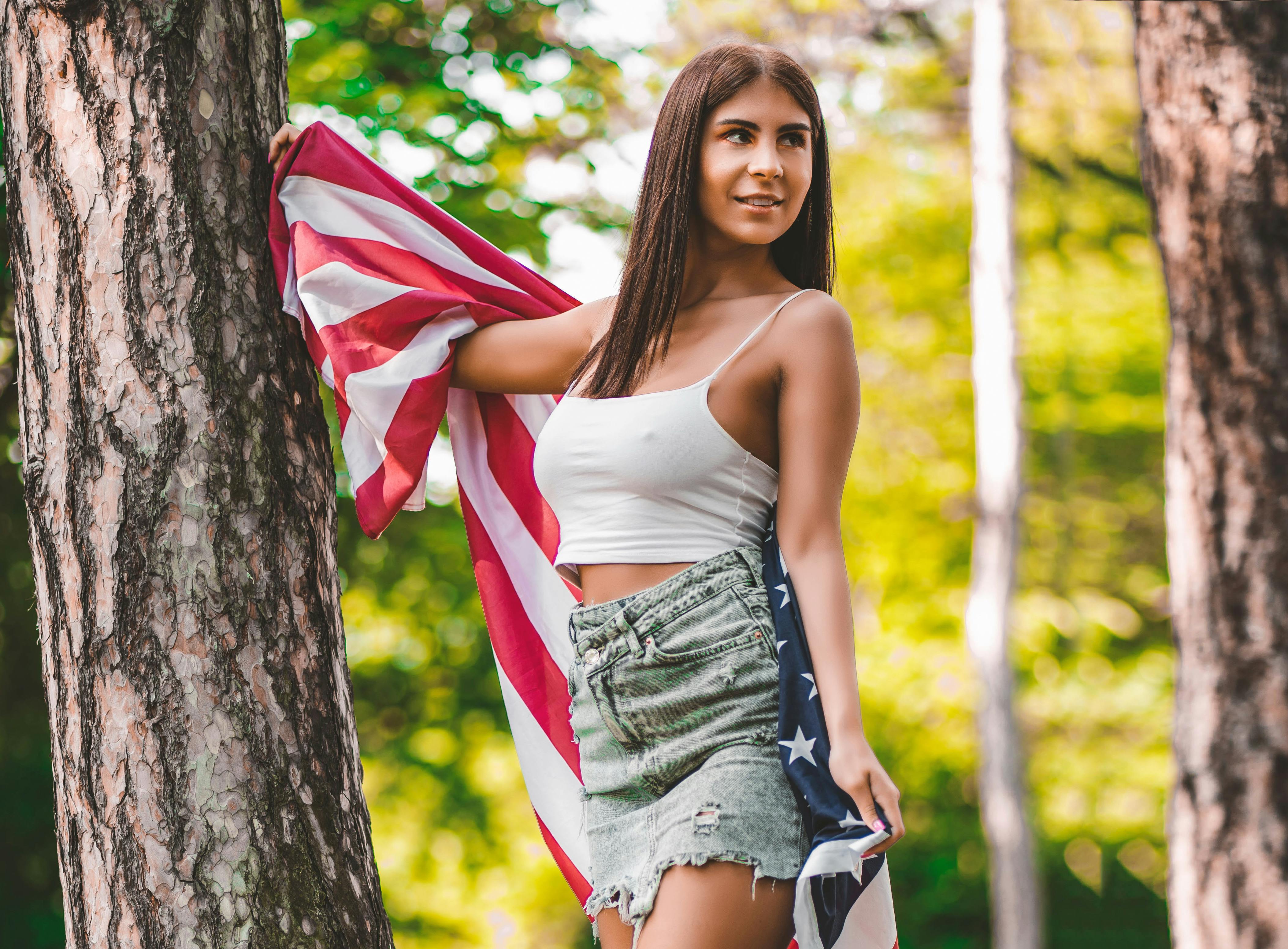 Woman with Flag of USA · Free Stock Photo