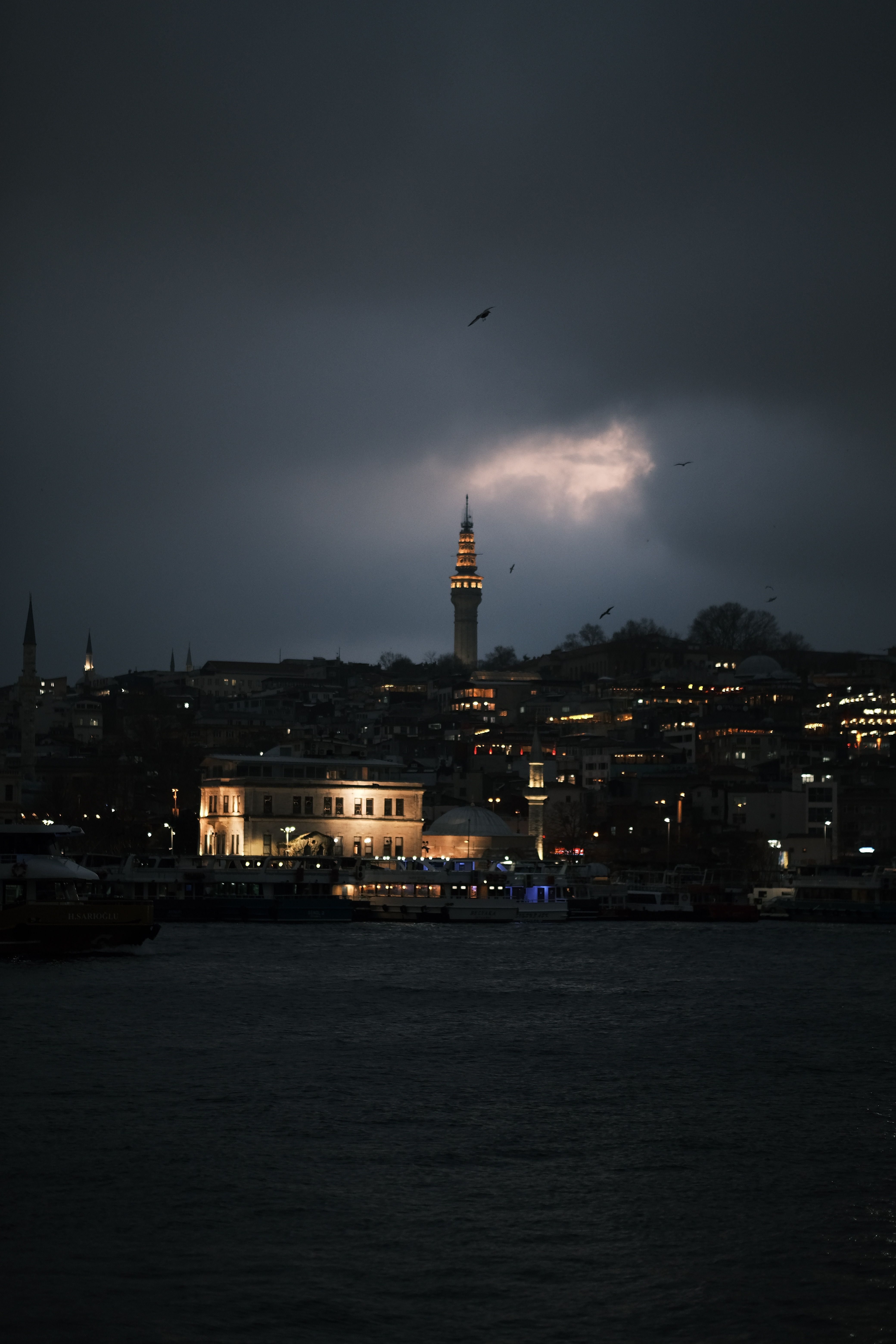 Ferries and Hagia Sophia at Night · Free Stock Photo