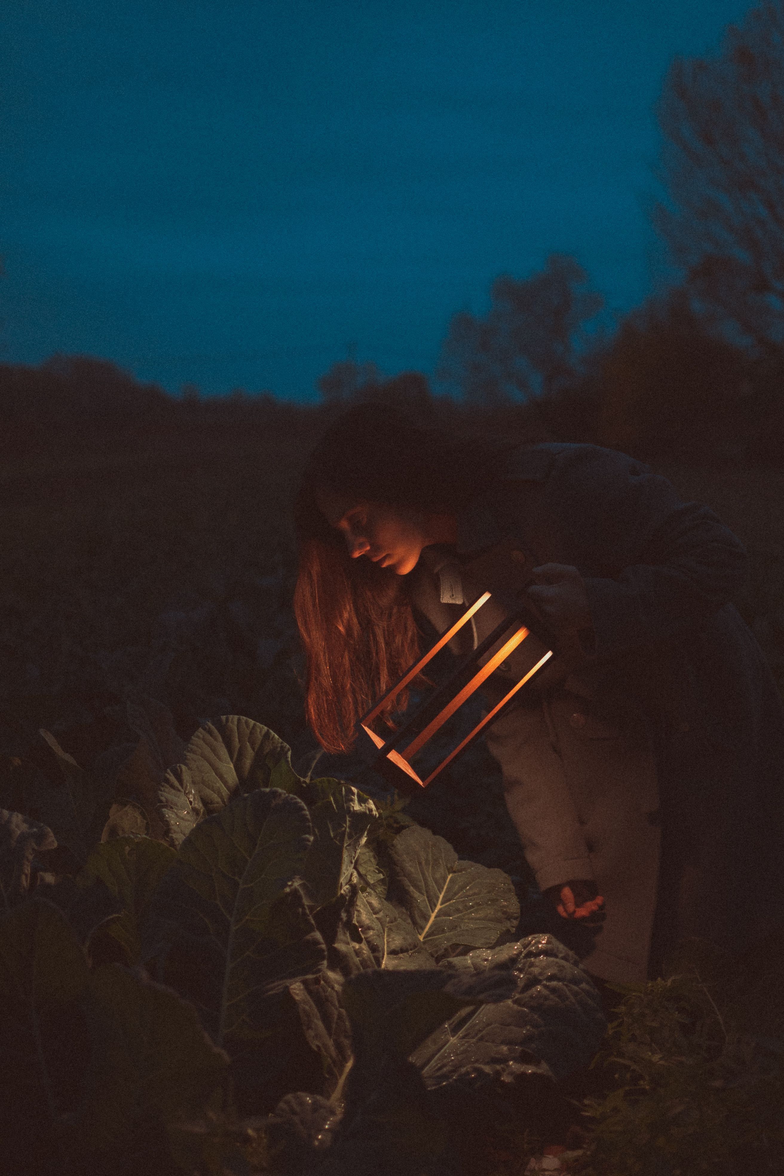 Woman under Lamps in Dark · Free Stock Photo