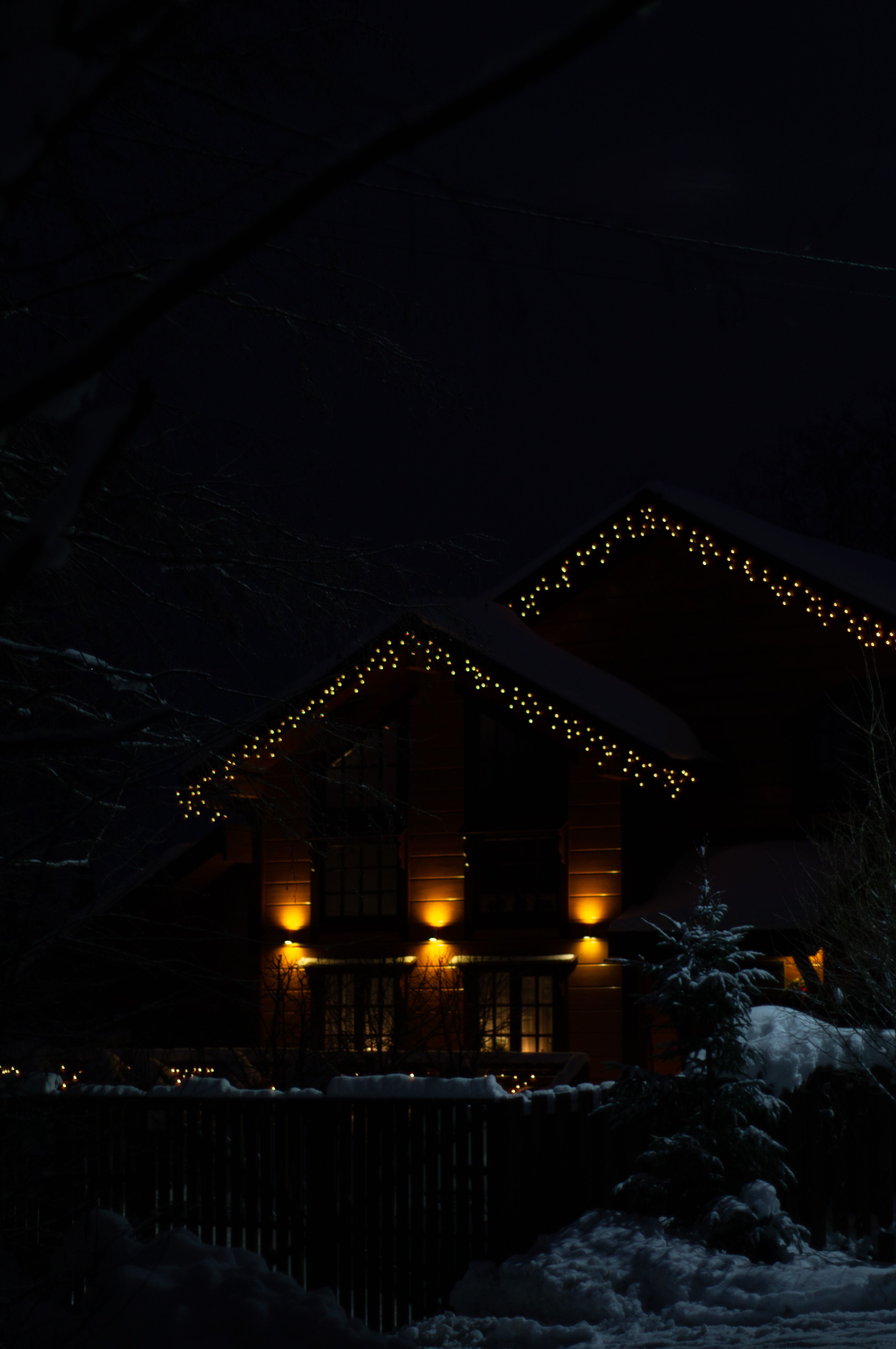 Illuminated House During Night Time · Free Stock Photo