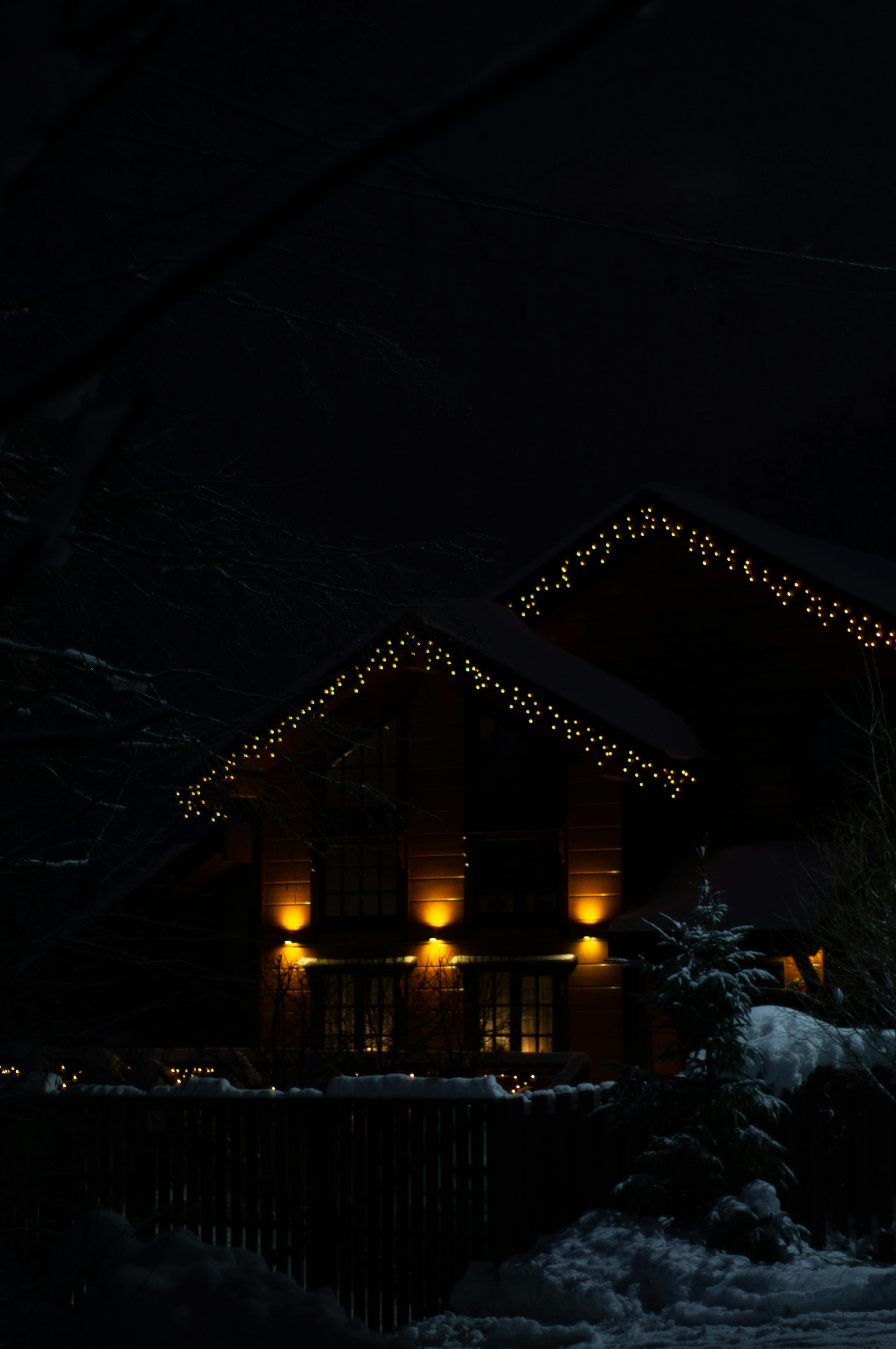 Illuminated House During Night Time · Free Stock Photo