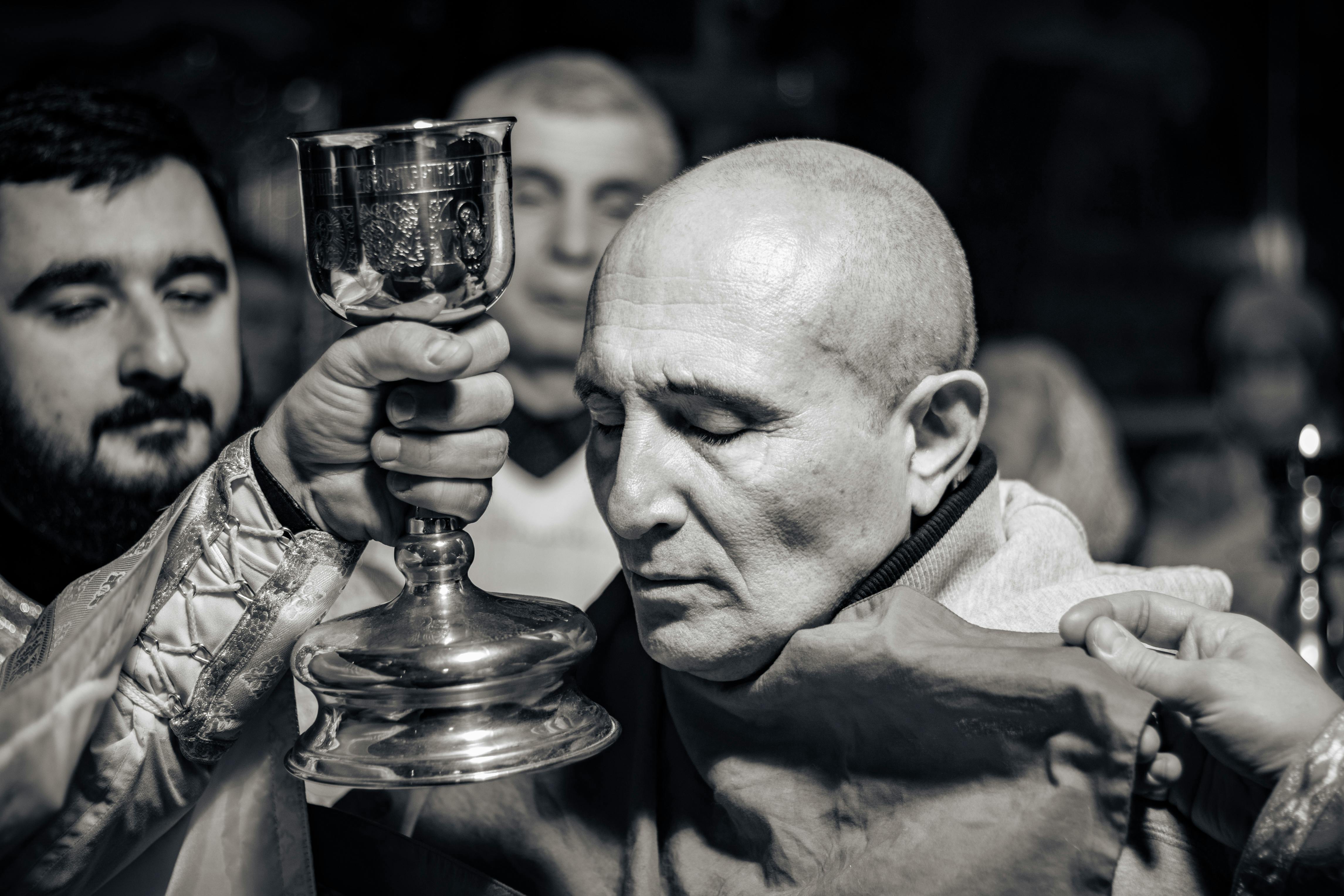 Black and White Photograph of Church Sacrament · Free Stock Photo