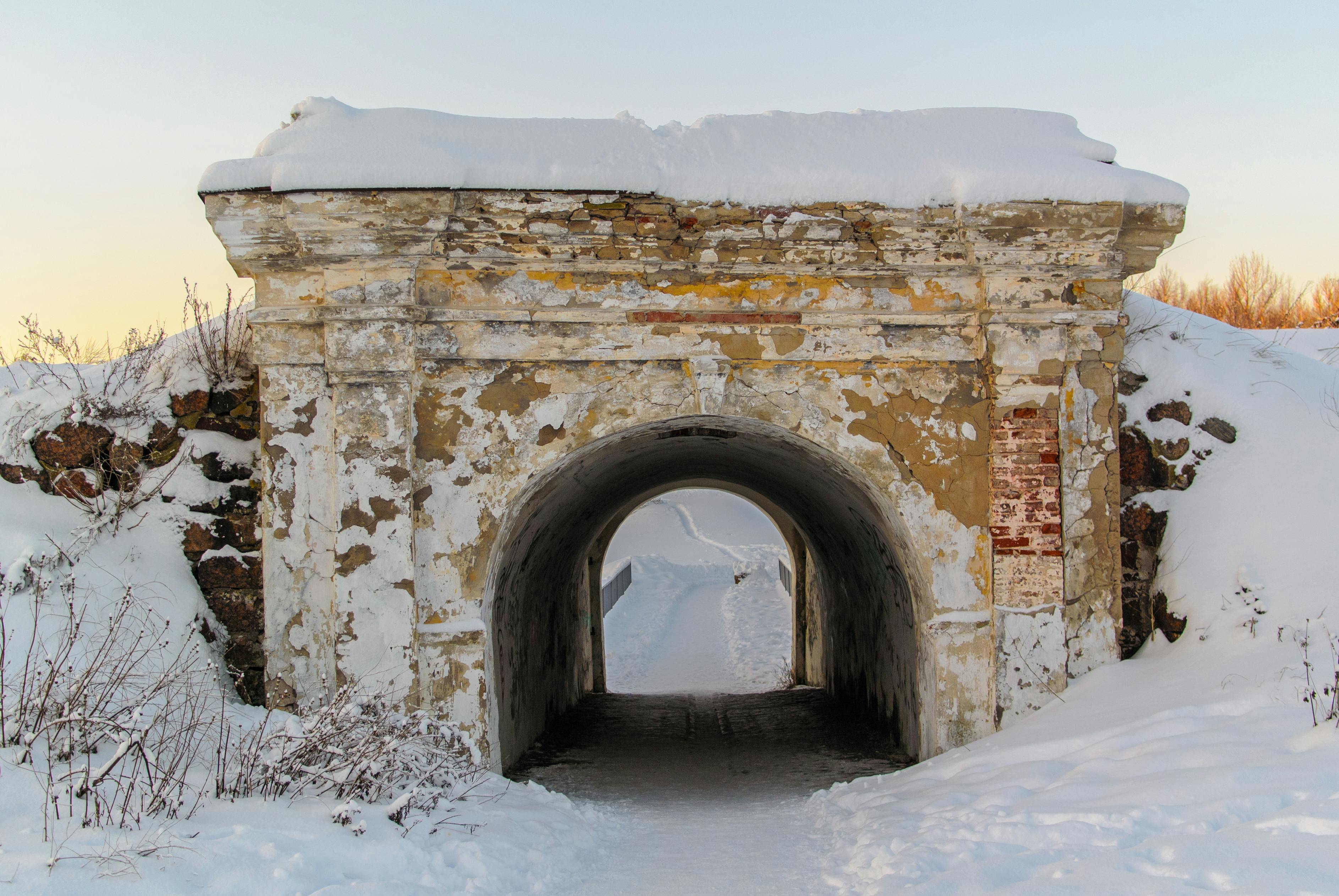 Old Stone Arch in Snow in Countryside · Free Stock Photo