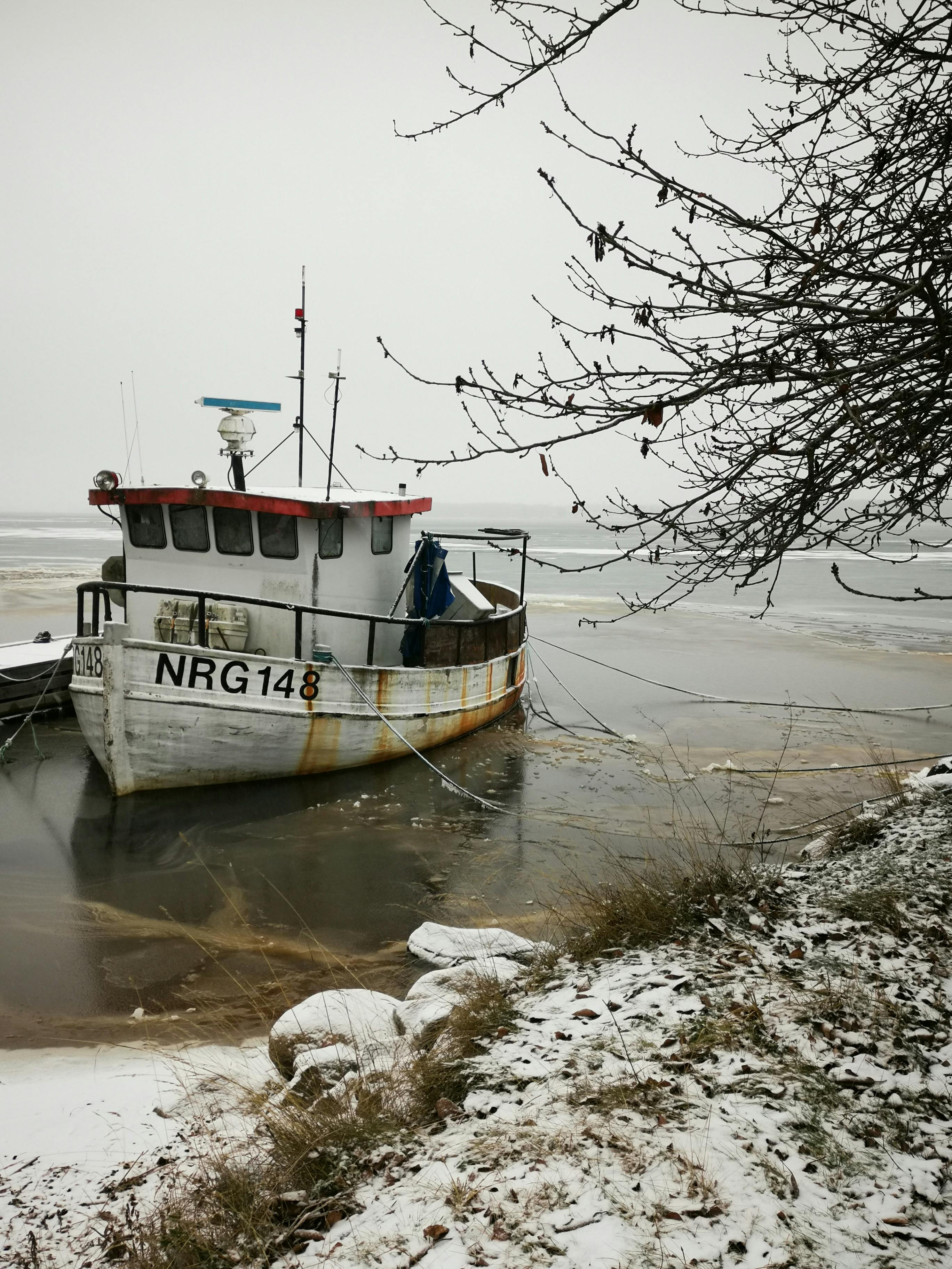 Rusty Brown and Gray Boat Near Trees and Body of Water · Free Stock Photo