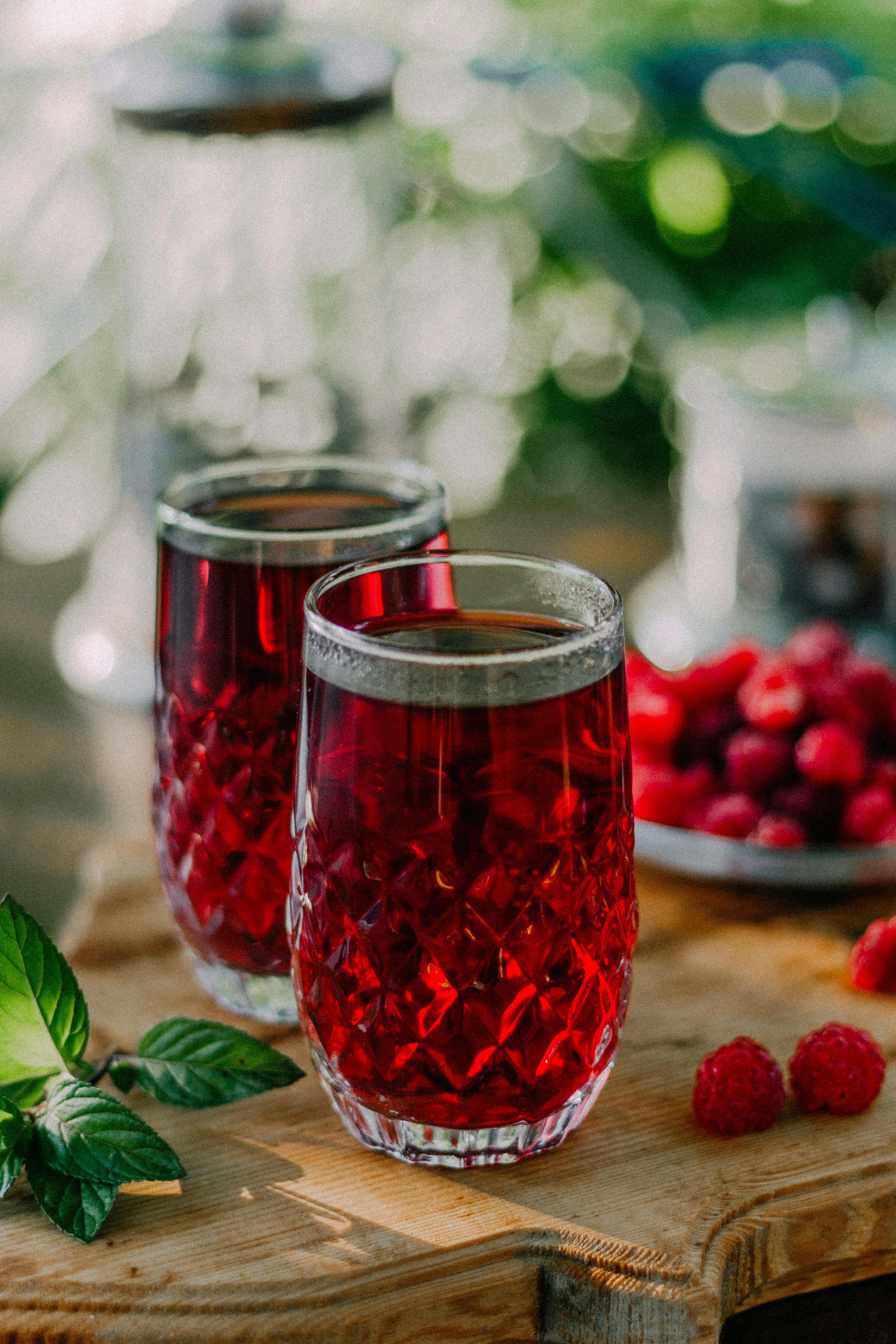 Raspberry Beverage in Glasses · Free Stock Photo