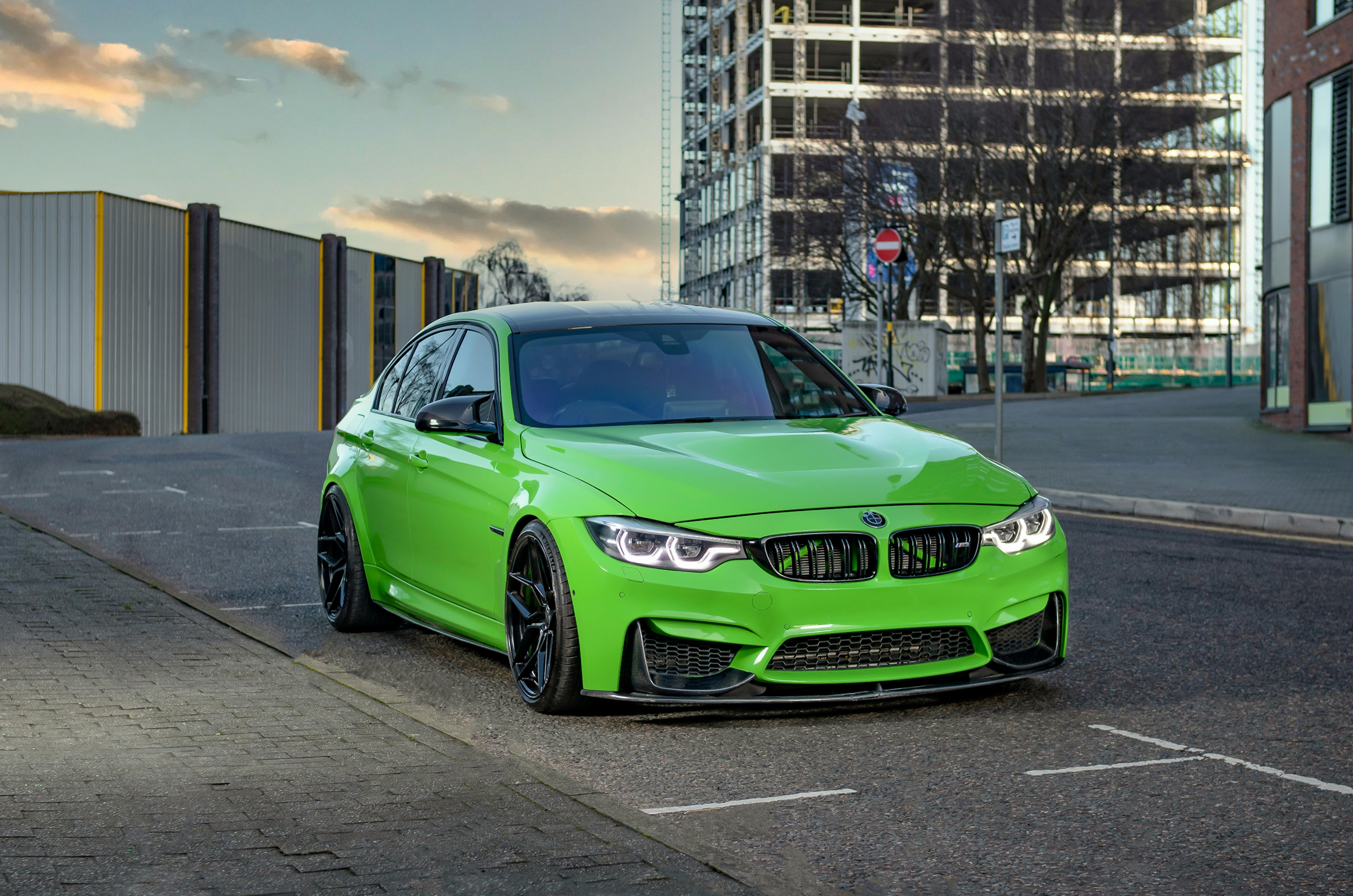 Green Cars Parked on Street · Free Stock Photo