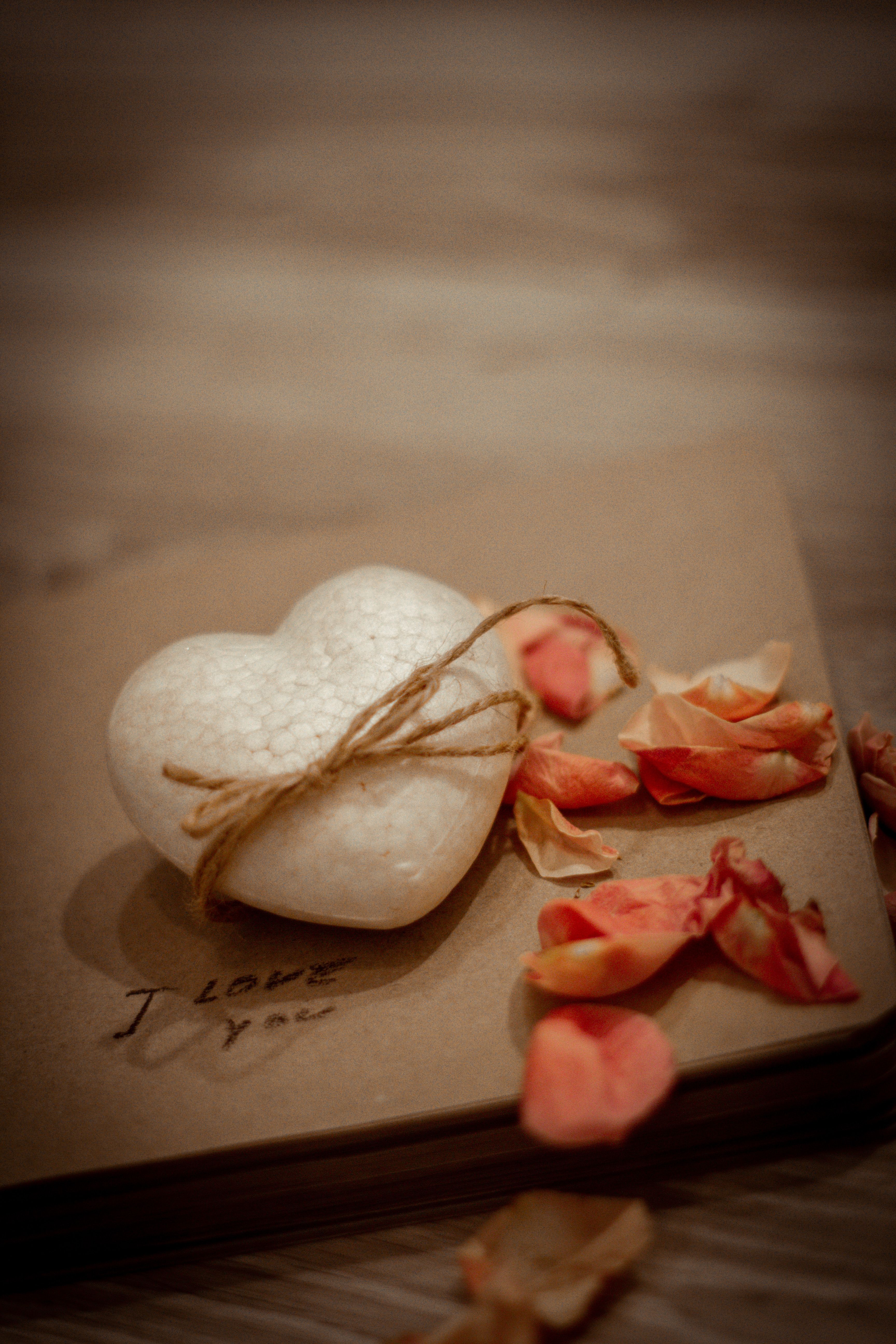 White Heart and Flower Petals on Letter · Free Stock Photo