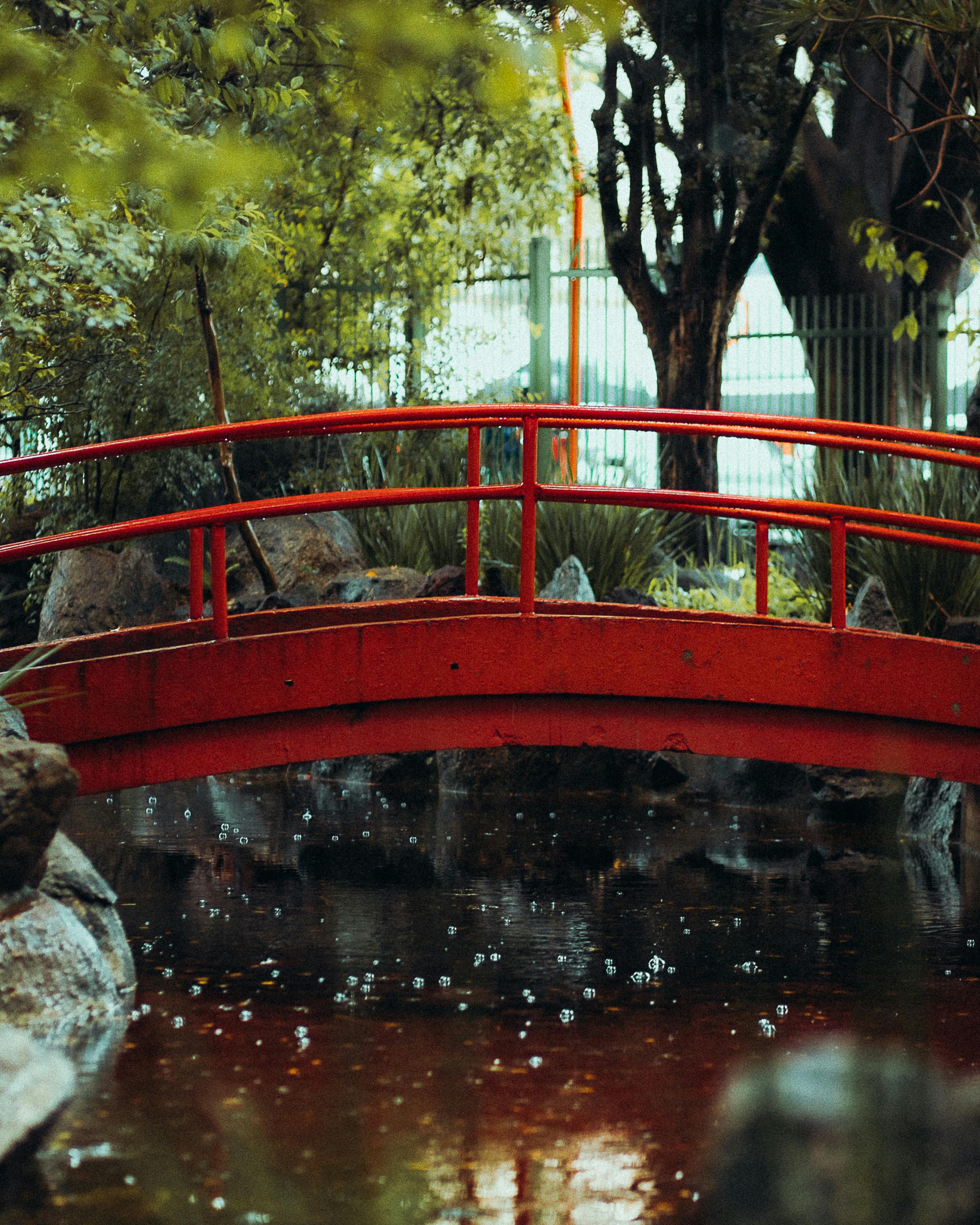 Red Metal Bridge over River · Free Stock Photo