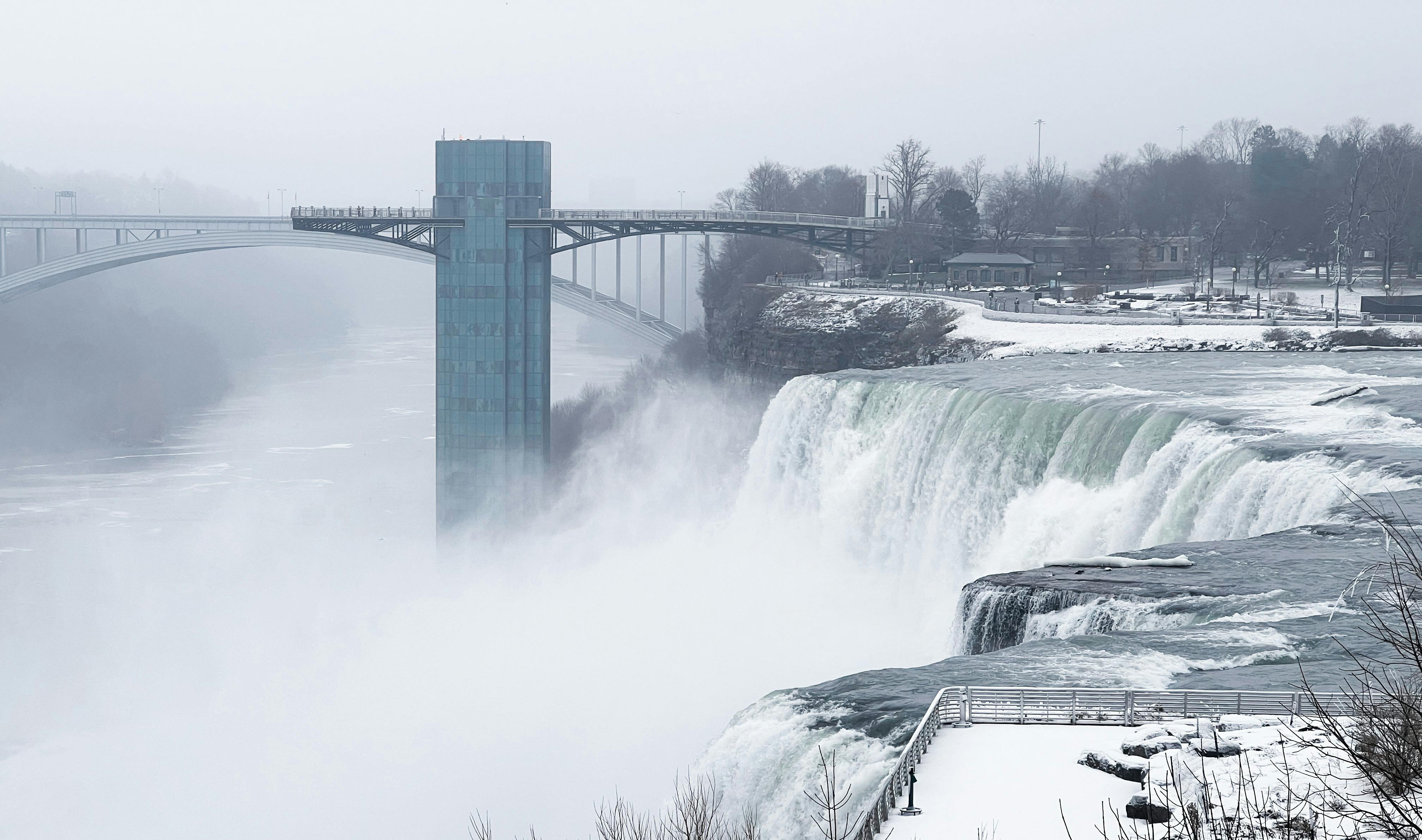 Bridge near Waterfall · Free Stock Photo