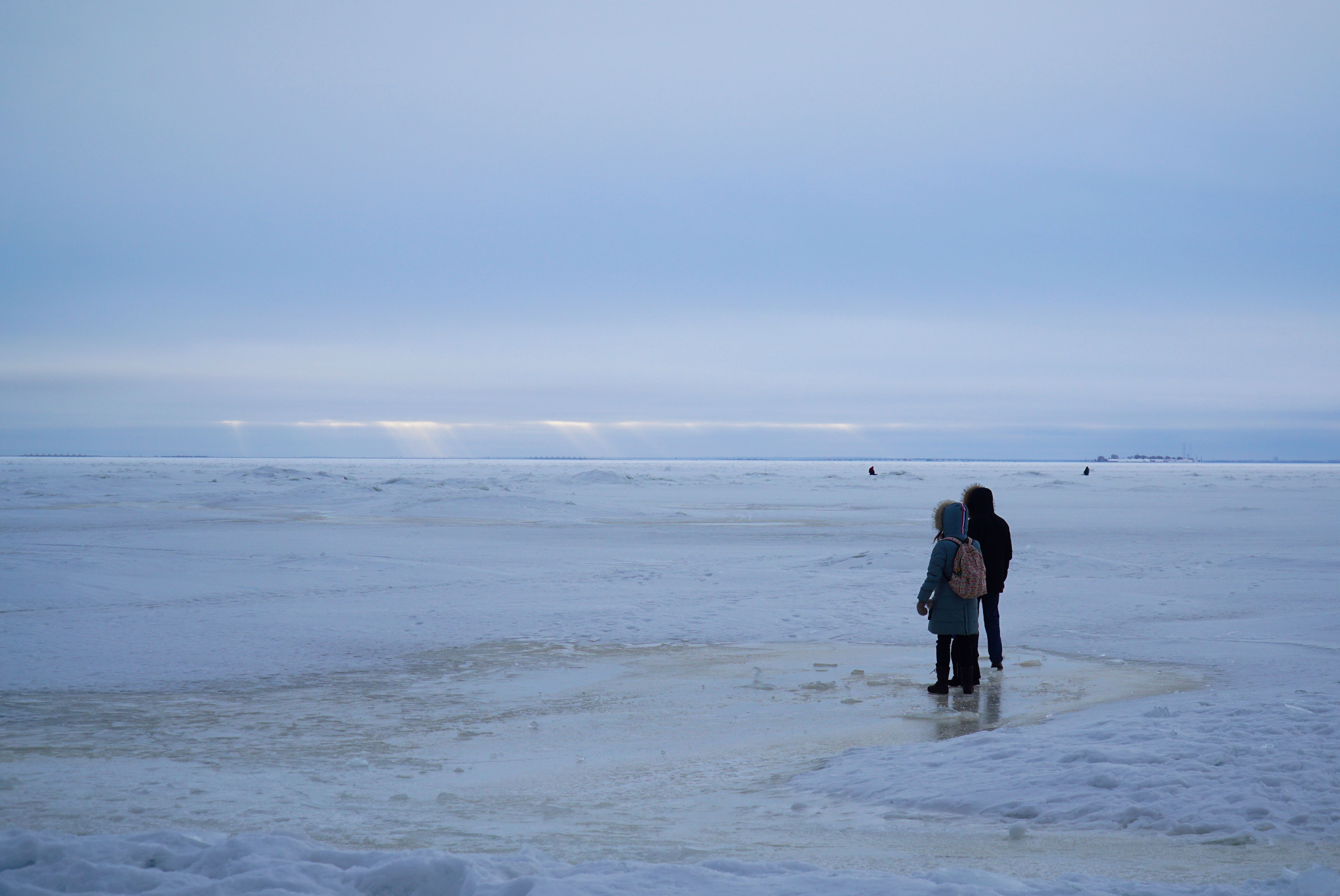 Kids Standing on Frozen Body of Water · Free Stock Photo