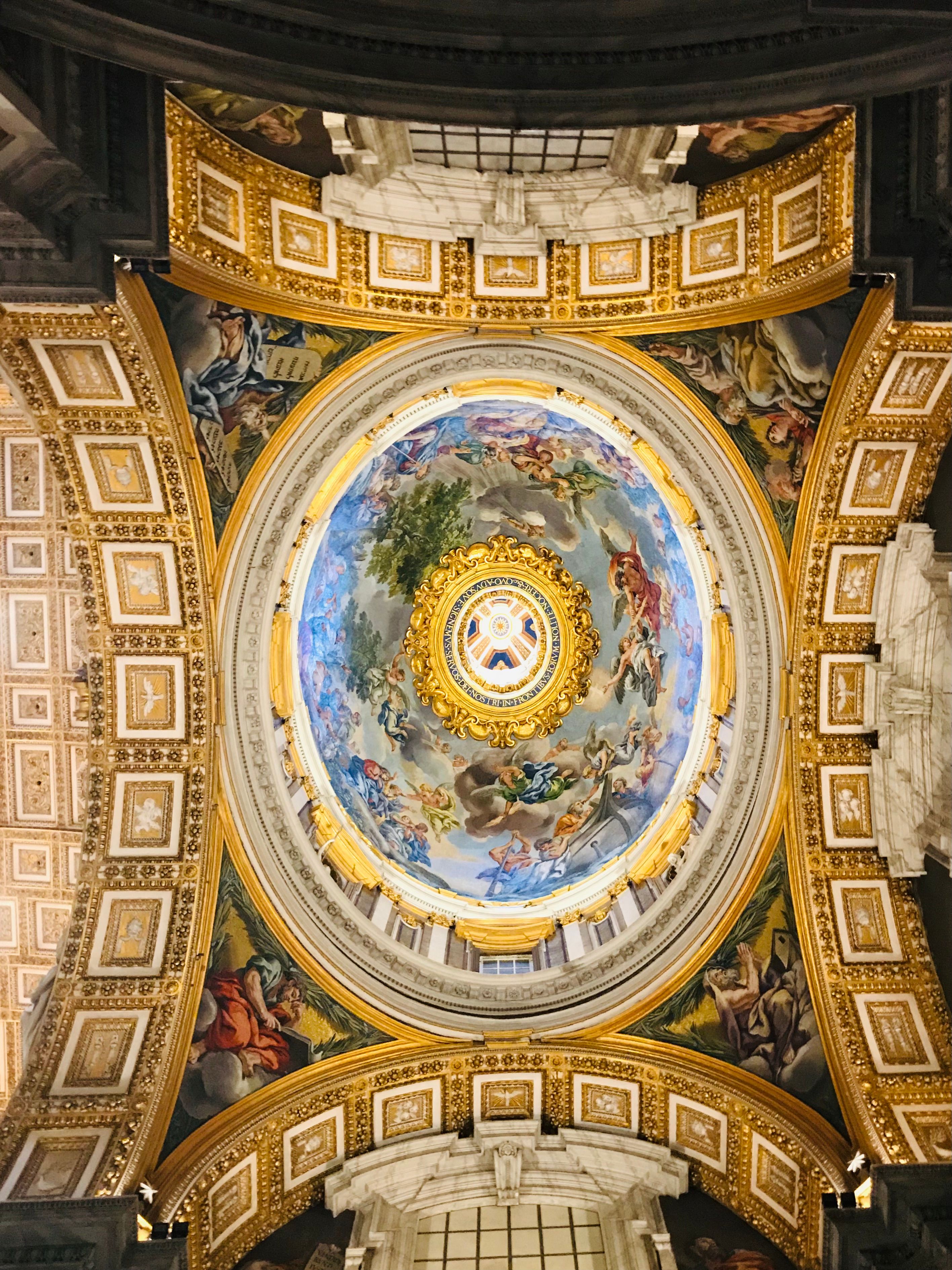 Fresco paintings o ceiling in cathedral · Free Stock Photo