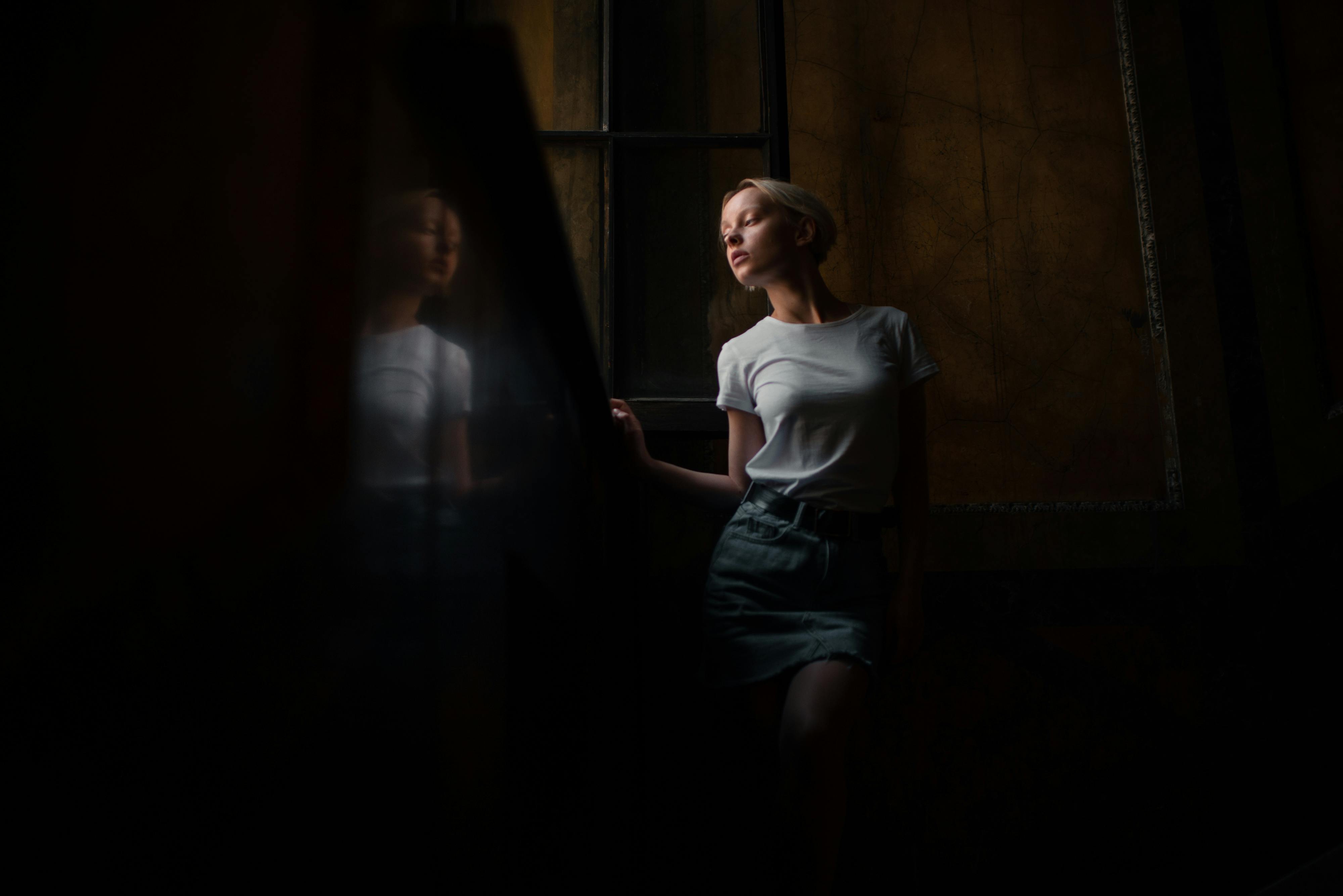 Side View Portrait Photo of Woman in Black Top Looking Up · Free Stock ...