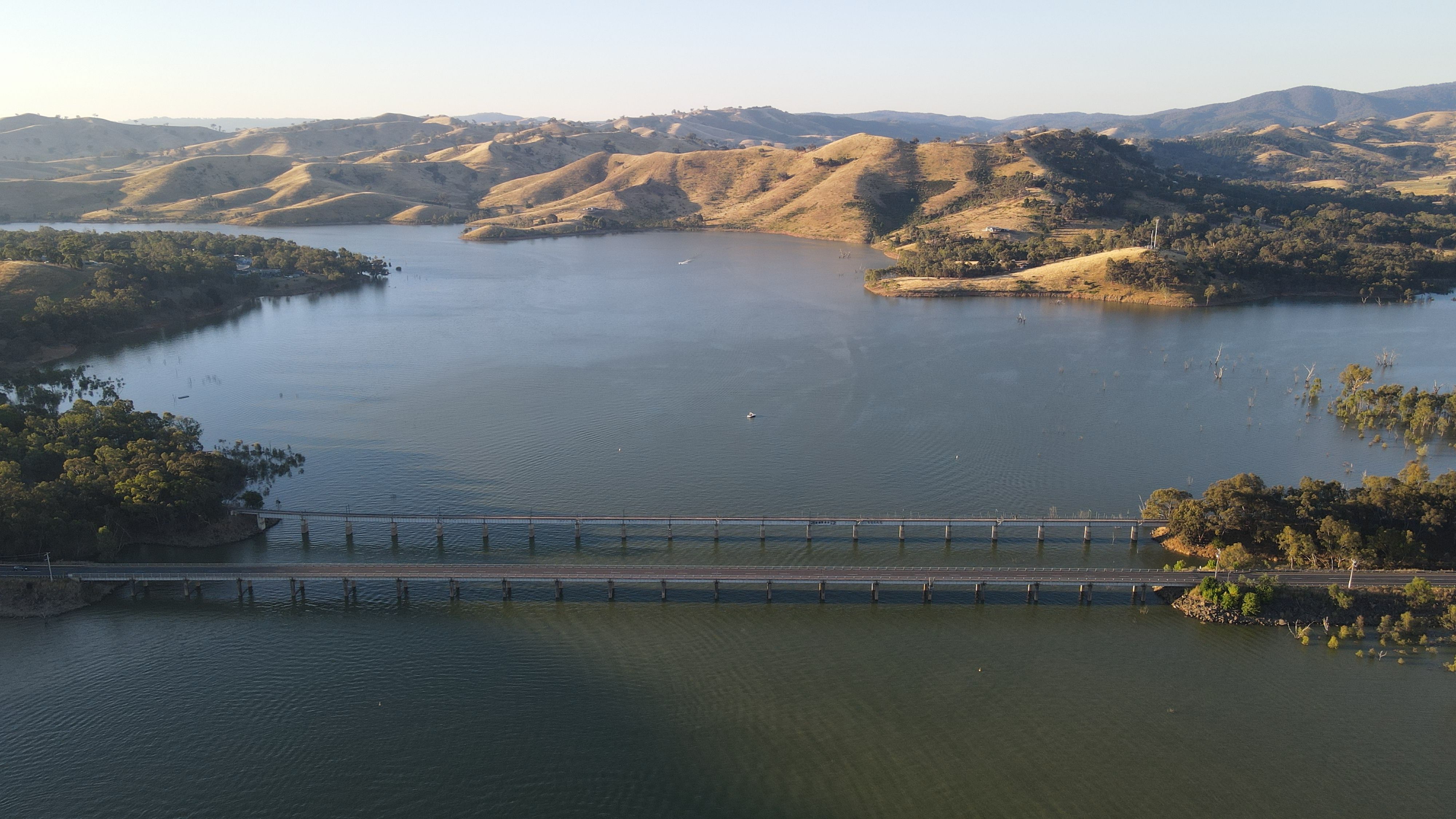Aerial View of a Highway Bridge Over a Sea · Free Stock Photo