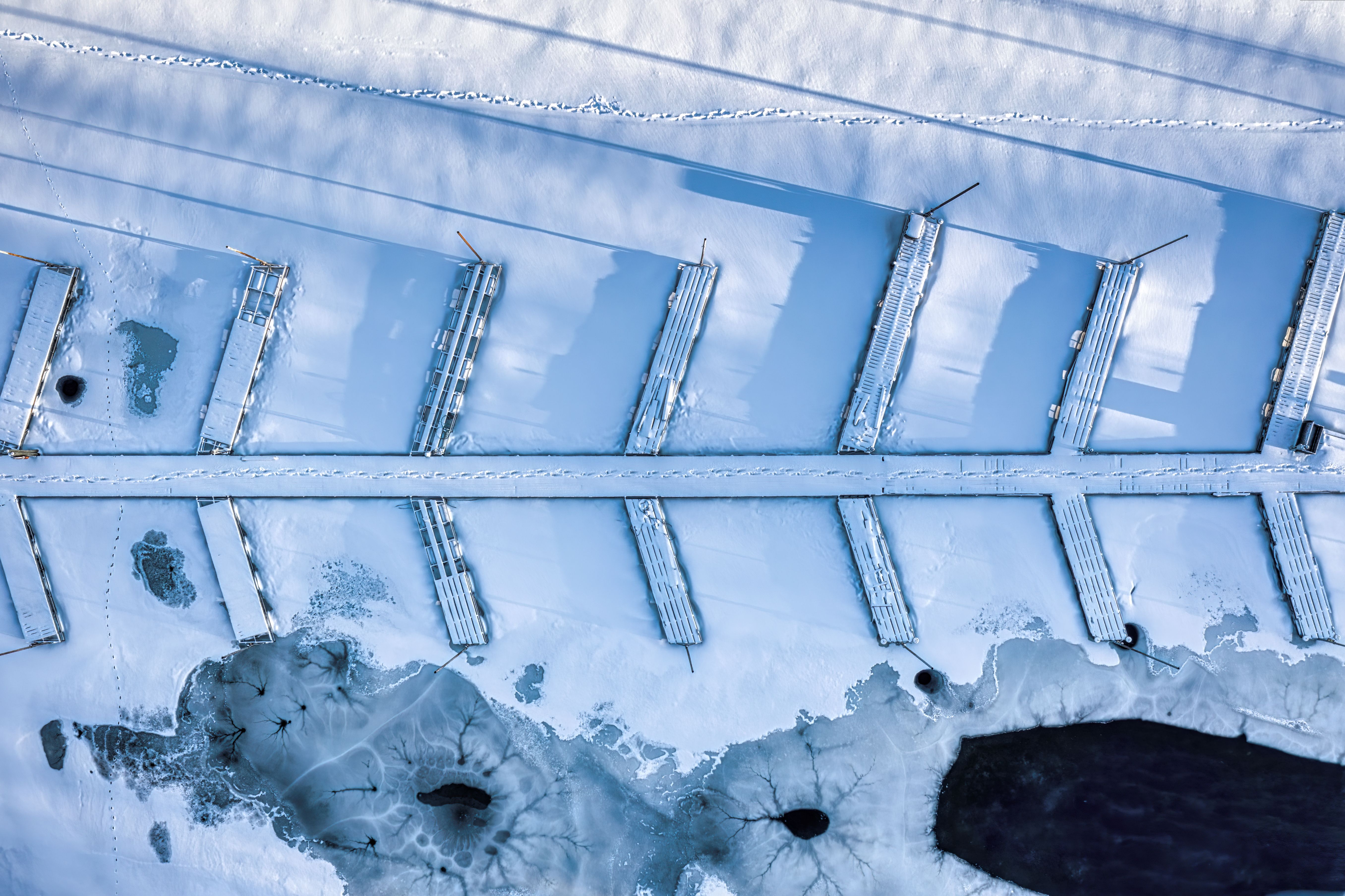 Aerial View of a Snowed on Industry Area · Free Stock Photo