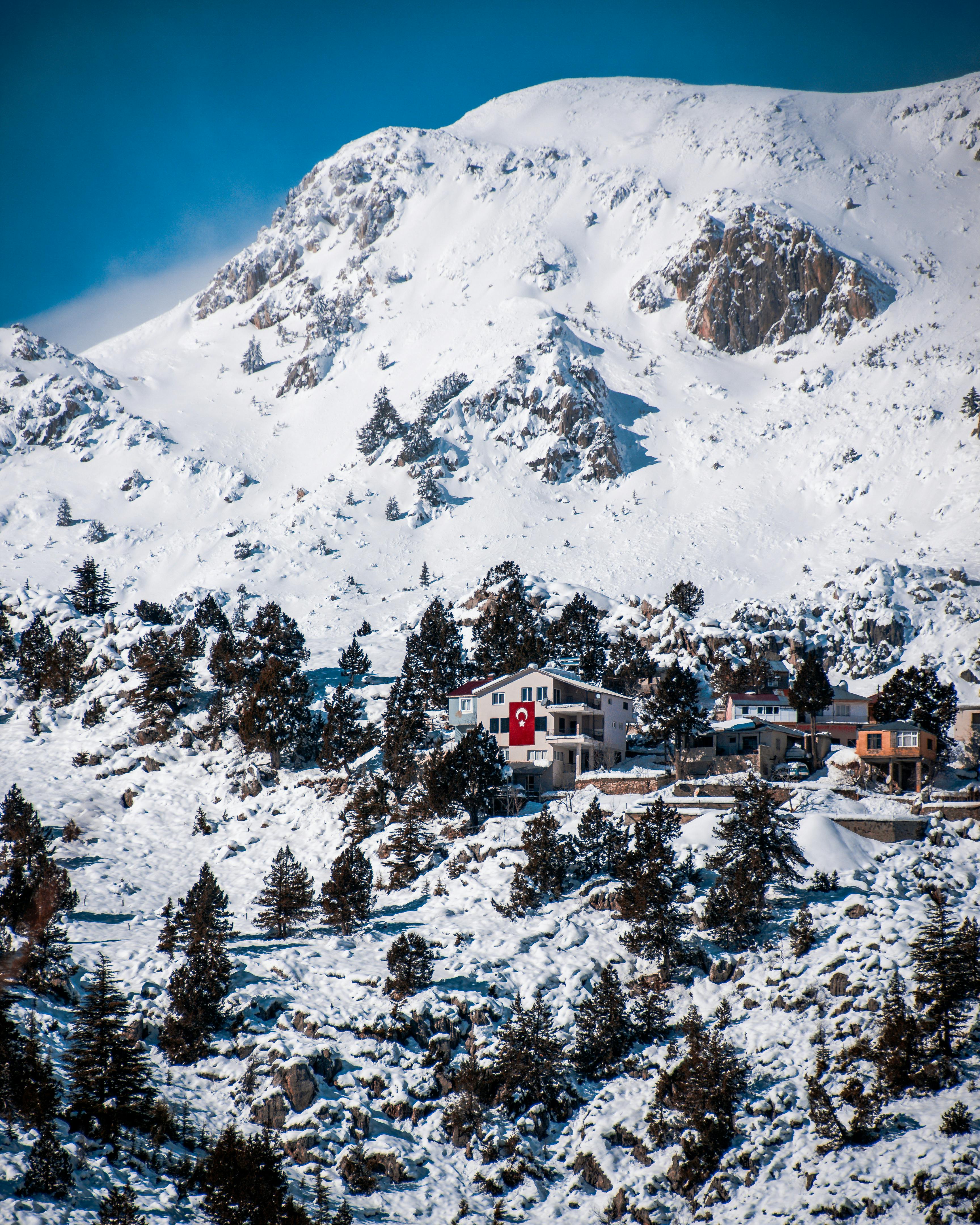 High Angle Shot Of A Beautiful Town With Wooden Buildings And Bright ...