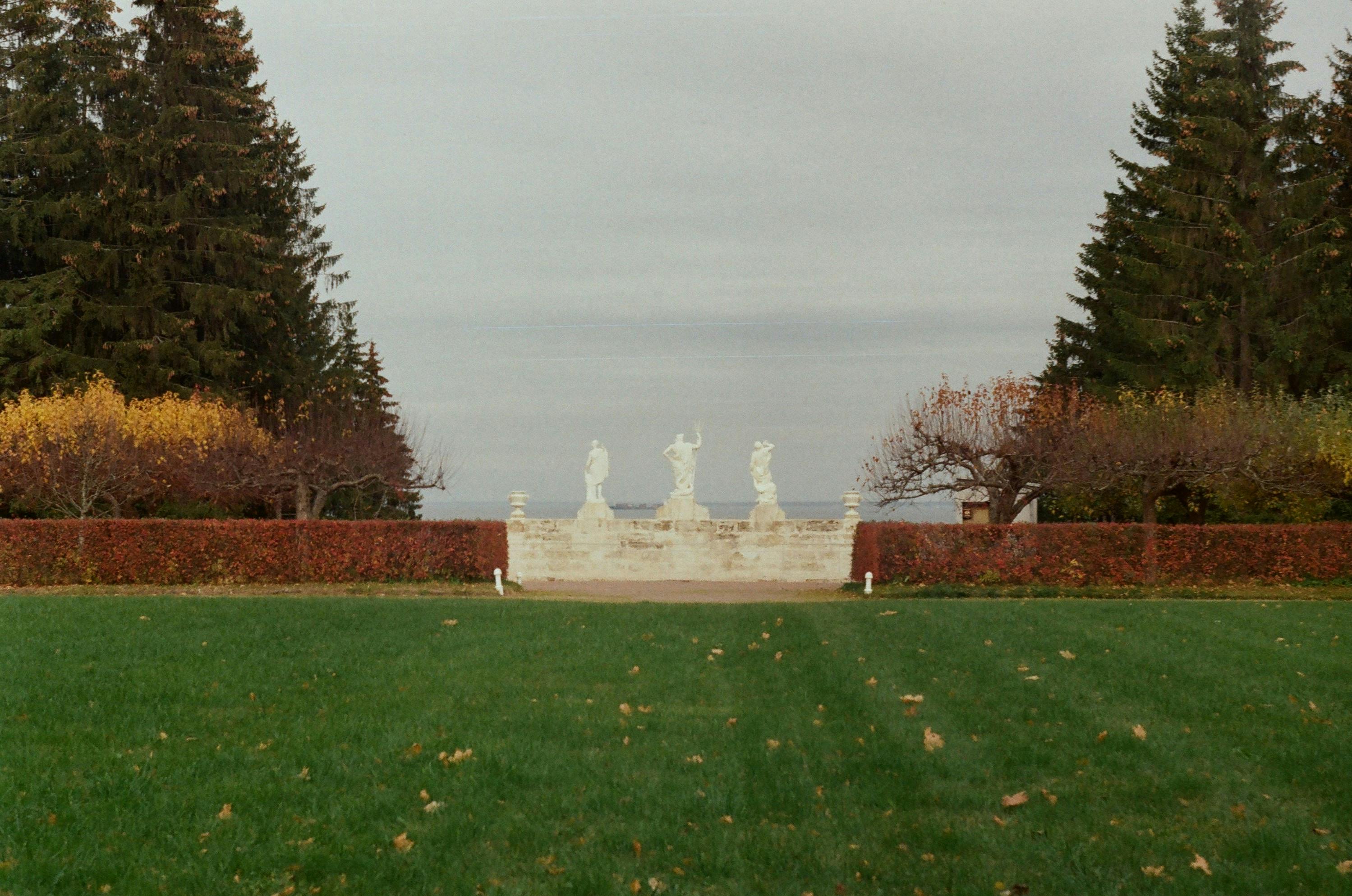 A Concrete Statue Near the Grass Field · Free Stock Photo