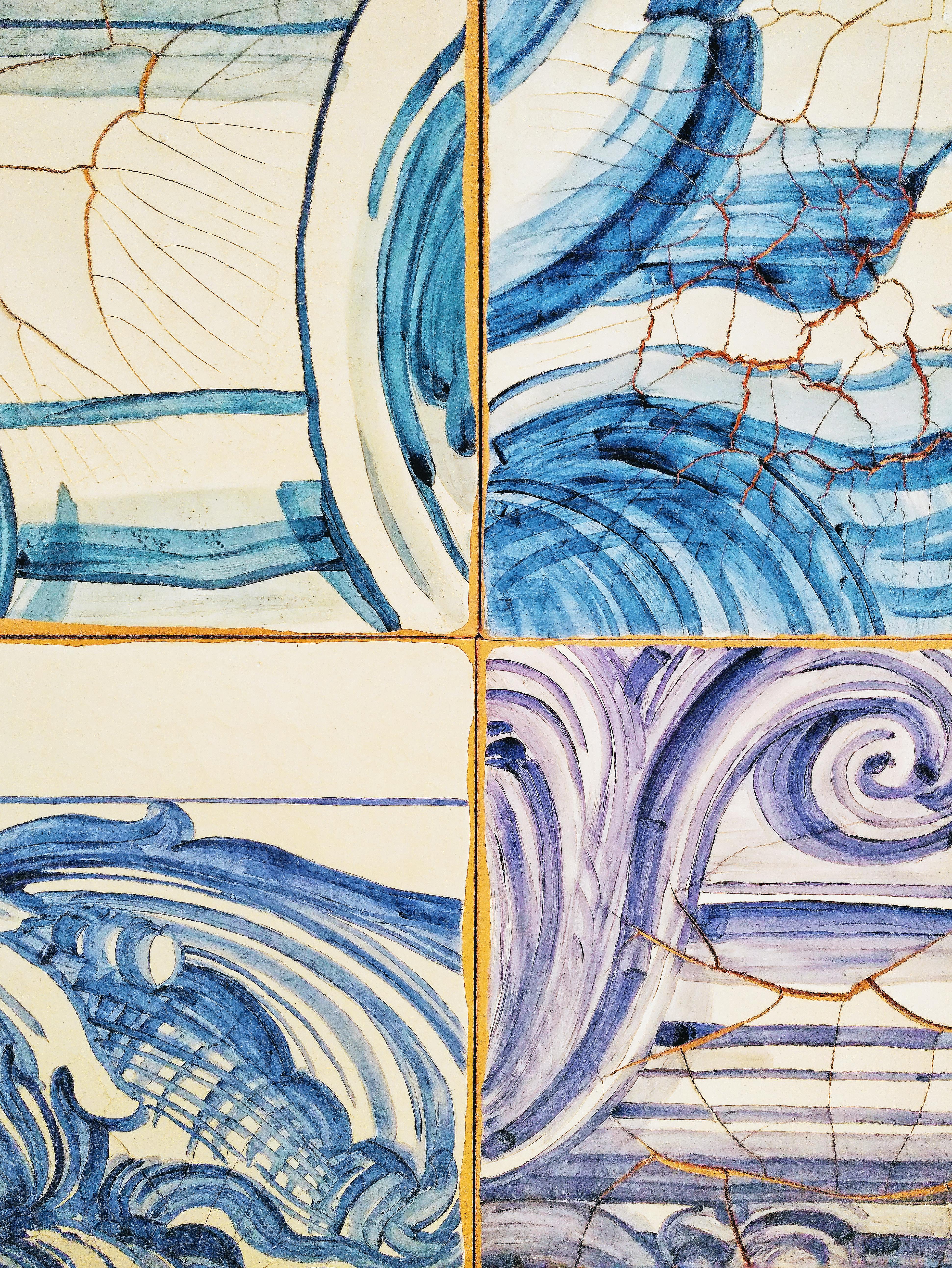 Paintings in Blue Paint on Tiles · Free Stock Photo