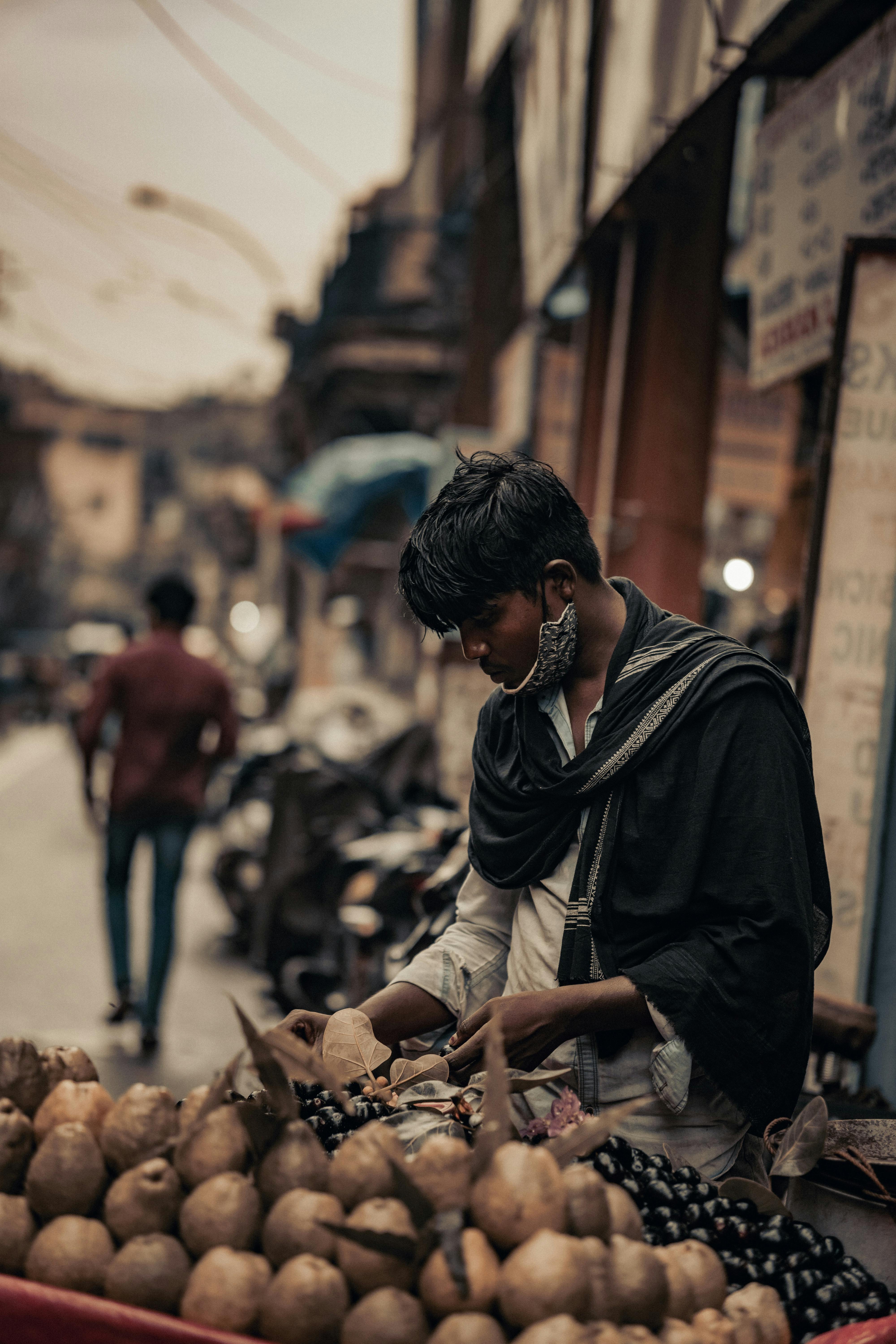 Man Selling Fruit and Vegetables on Outdoor Market · Free Stock Photo