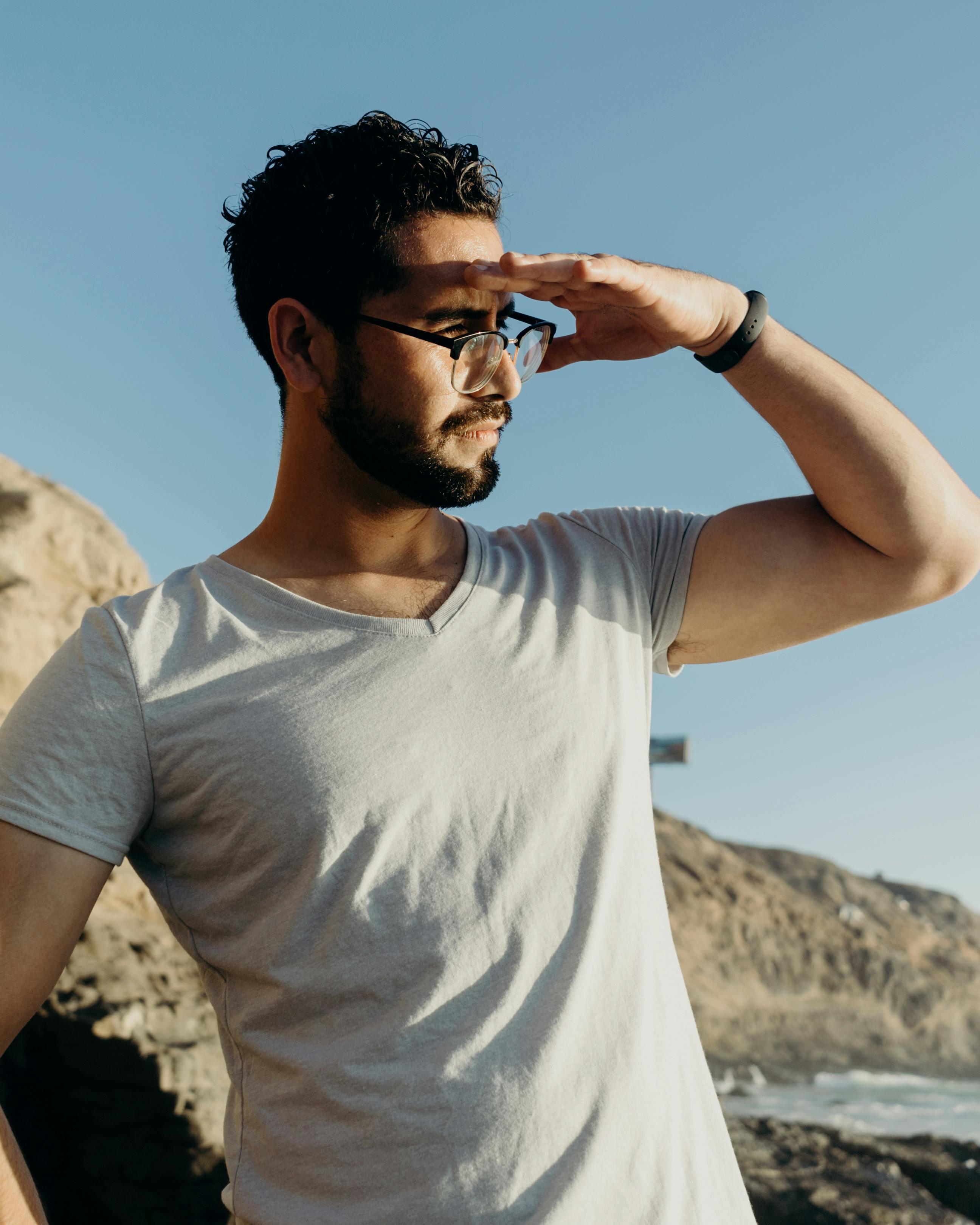 Man in White Shirt looking Afar · Free Stock Photo