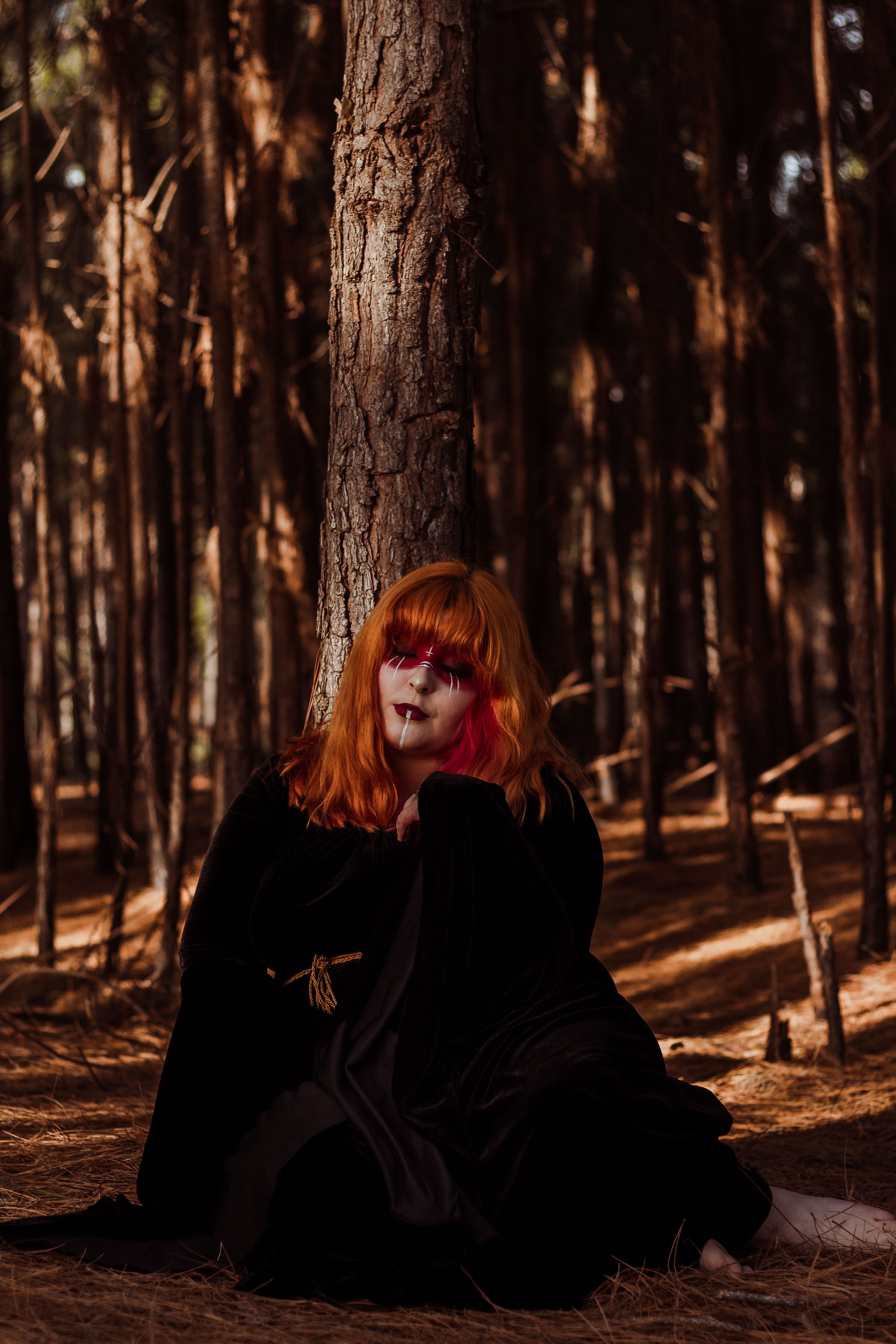 Woman in a Red Dress in a Forest · Free Stock Photo