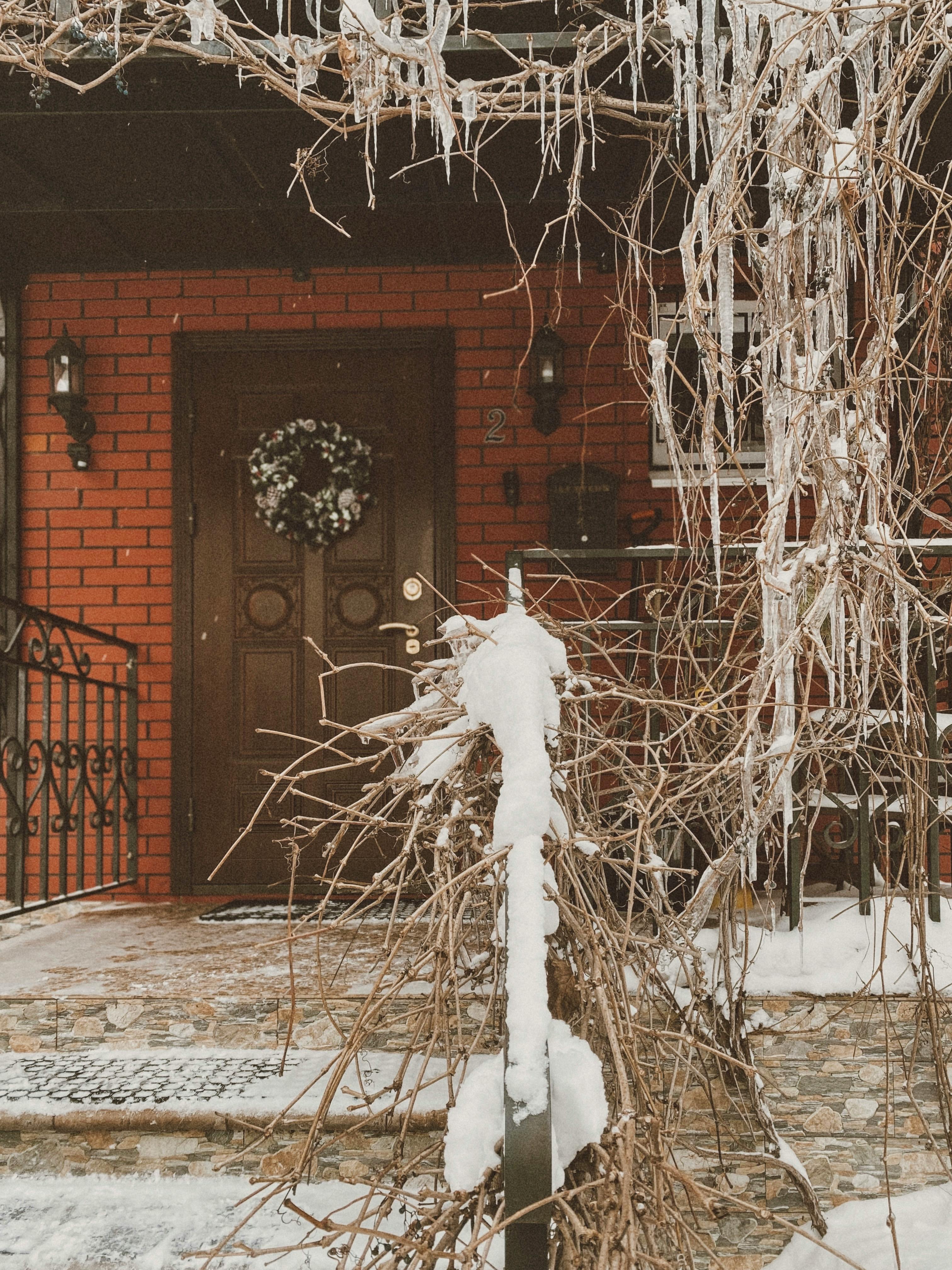 Snow on House Handrail · Free Stock Photo